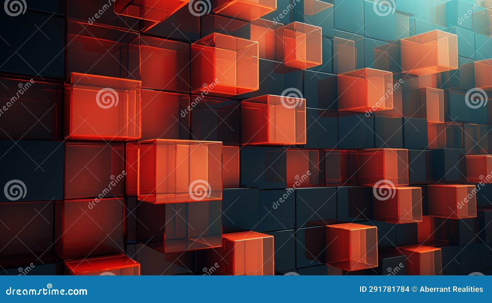 3d Rendering of Orange Cubes on a Black Background Stock Illustration ...