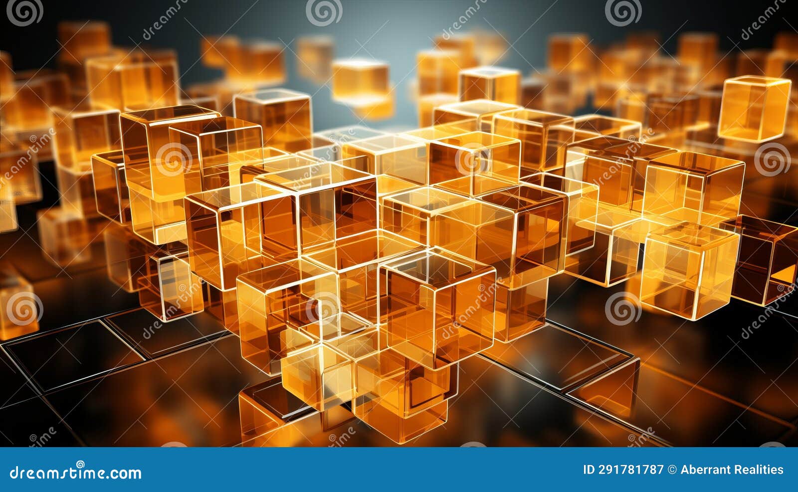 3d Rendering of Orange Cubes on a Black Background Stock Illustration ...