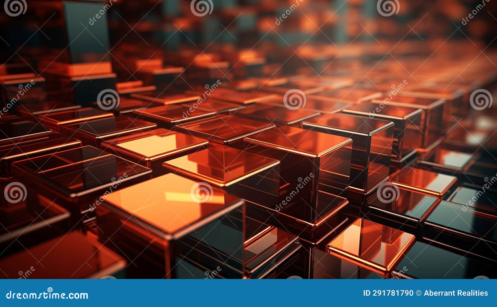 3d Rendering of Orange Cubes on a Black Background Stock Illustration ...