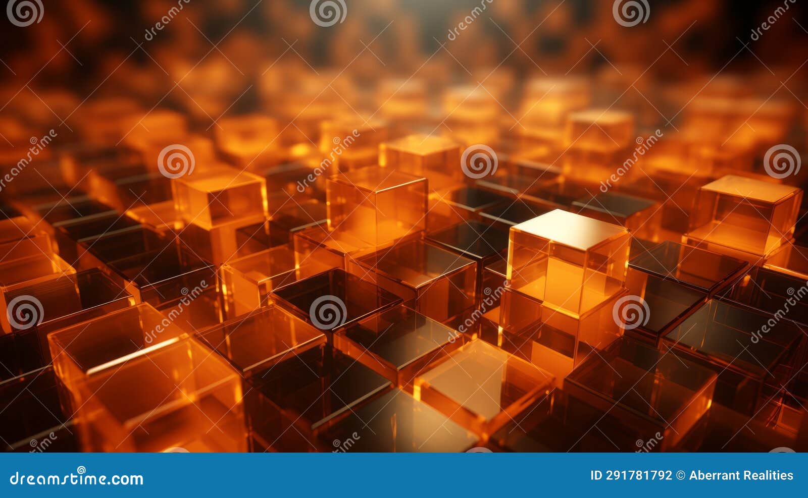 3d Rendering of Orange Cubes on a Black Background Stock Illustration ...