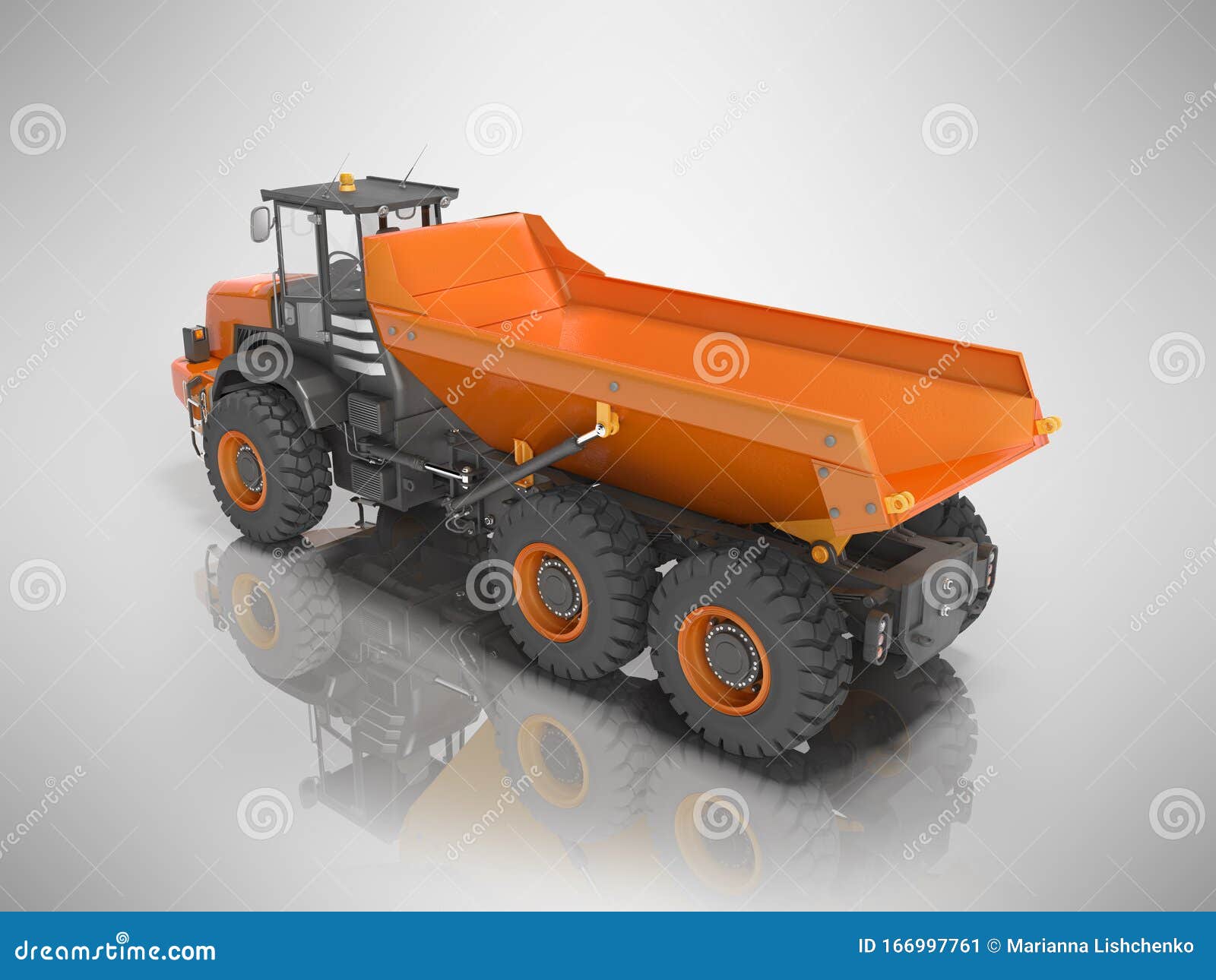 3d Rendering Orange Loading Equipment Backhoe Loader And Excavator ...