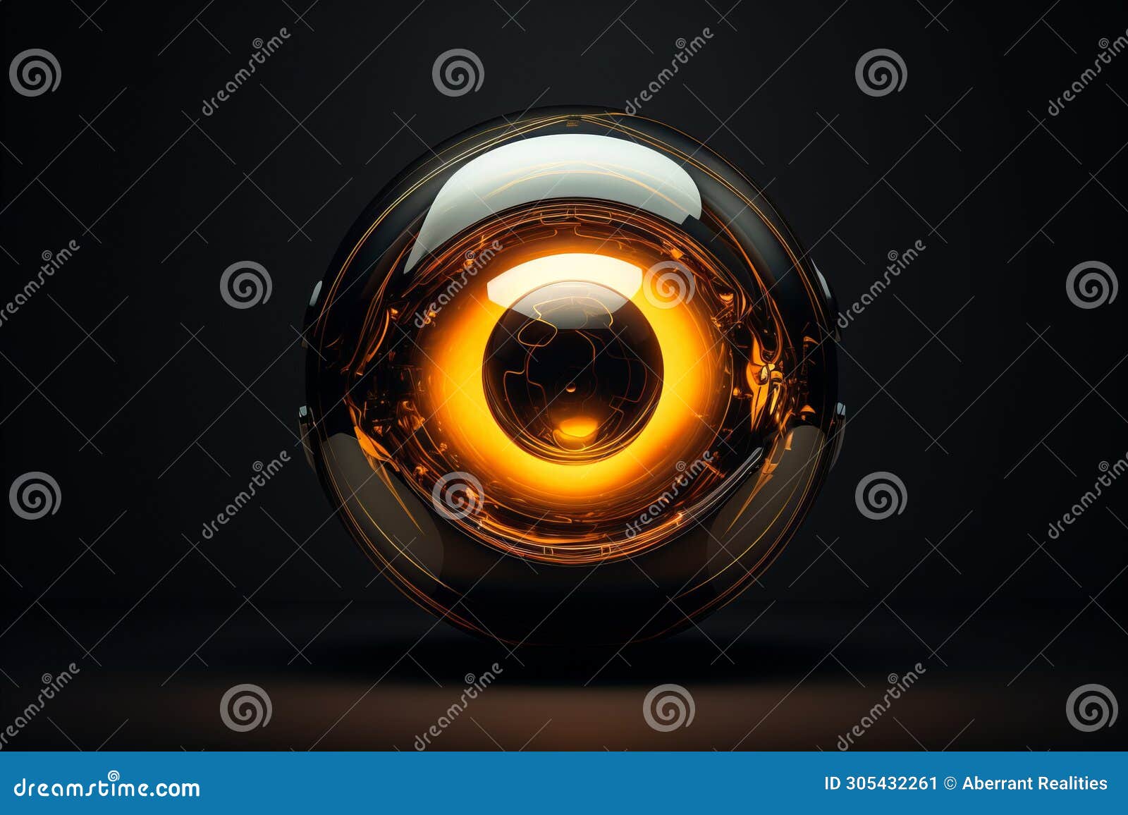 3d Rendering of an Orange Glowing Orb on a Black Background Stock ...