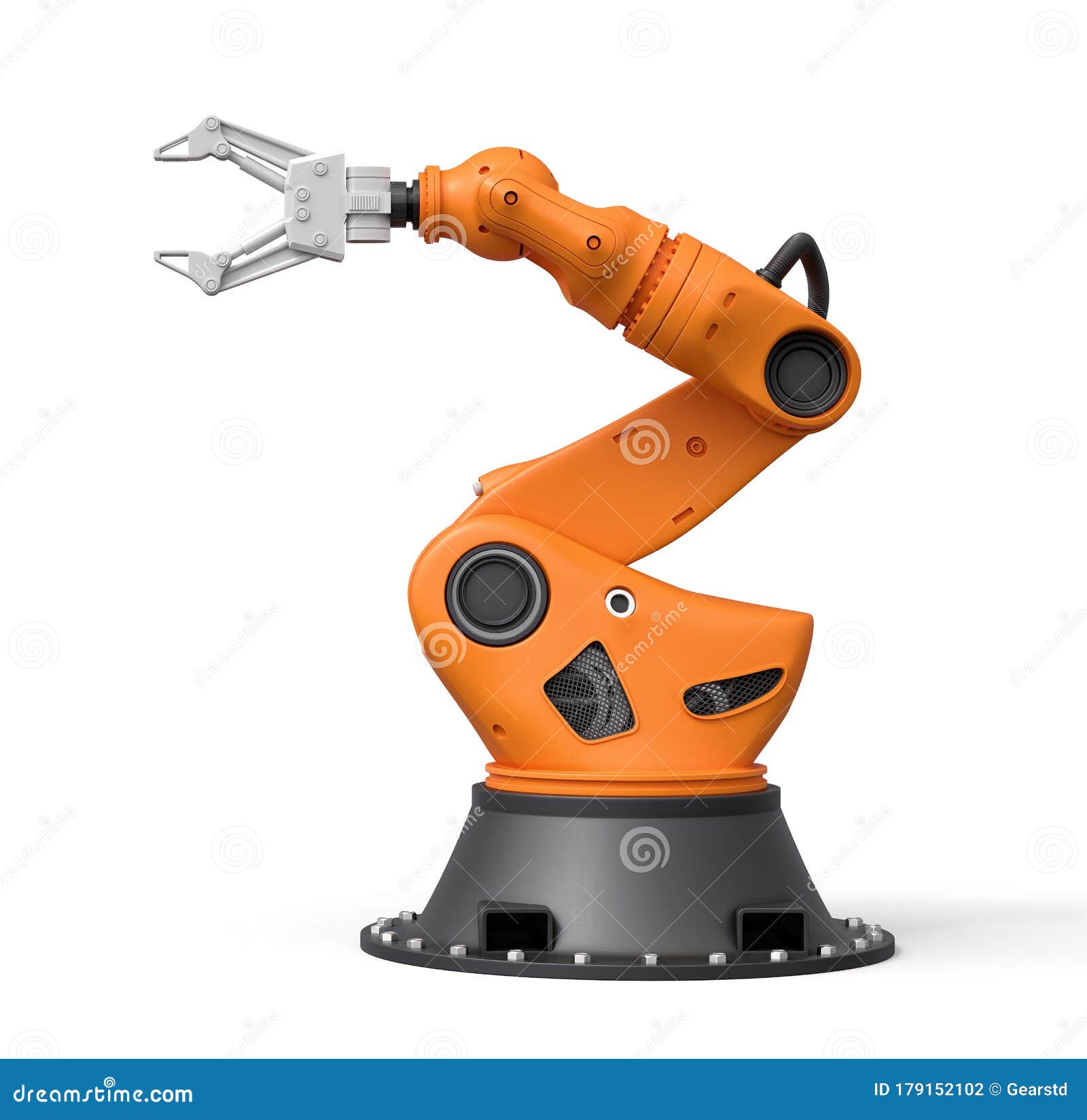 3d Rendering of Orange Robotic Arm Isolated on White Background Stock ...