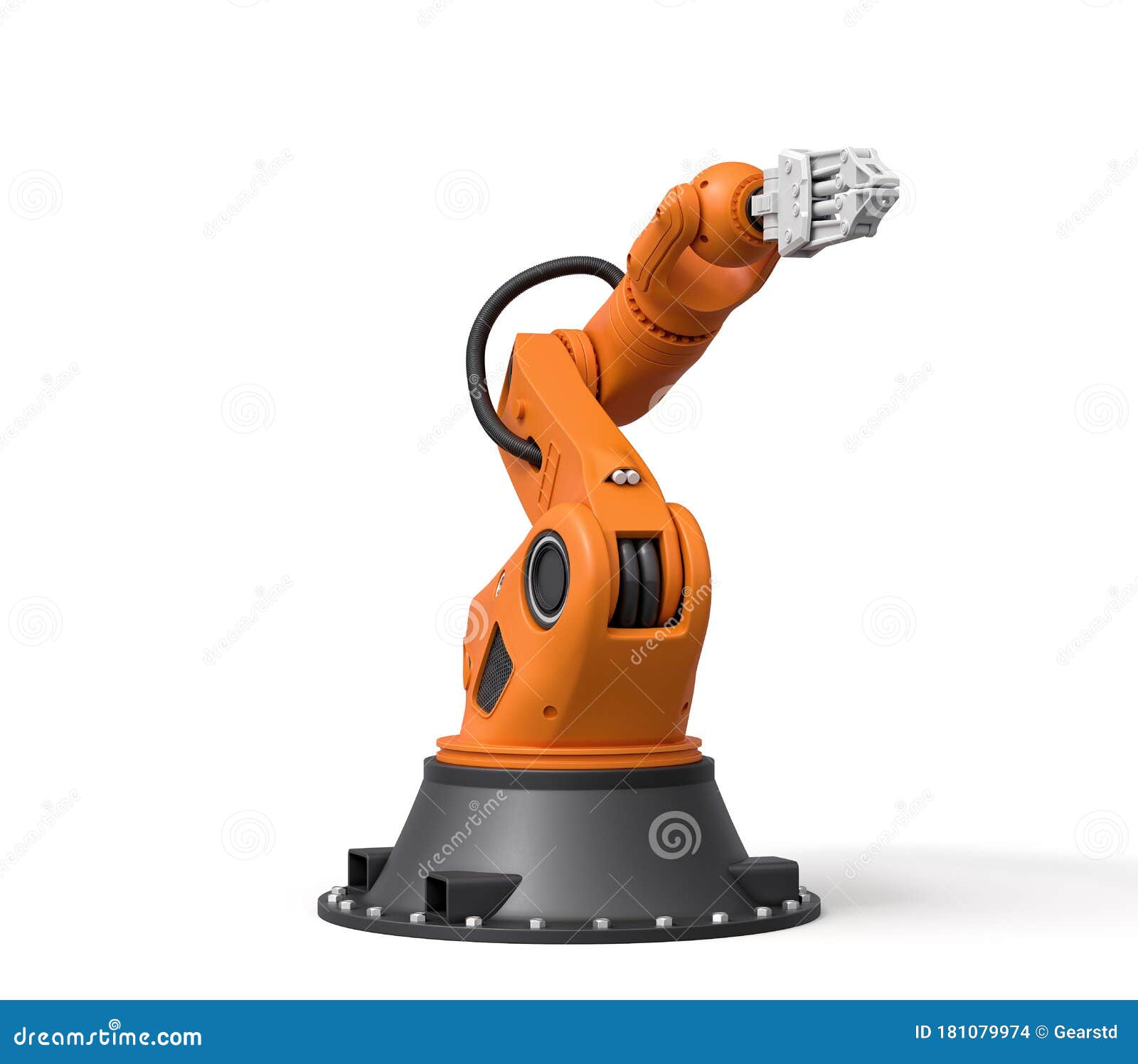 3d Rendering of Orange Robotic Arm Isolated on White Background Stock ...