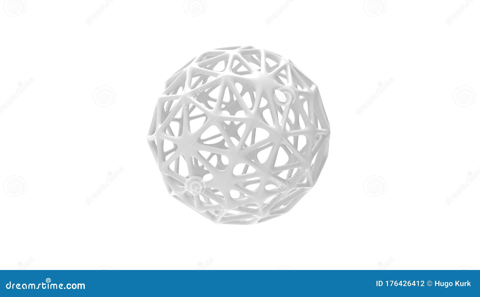 3D Rendering of an Organic Ball Mesh Grid Isolated on White Background ...