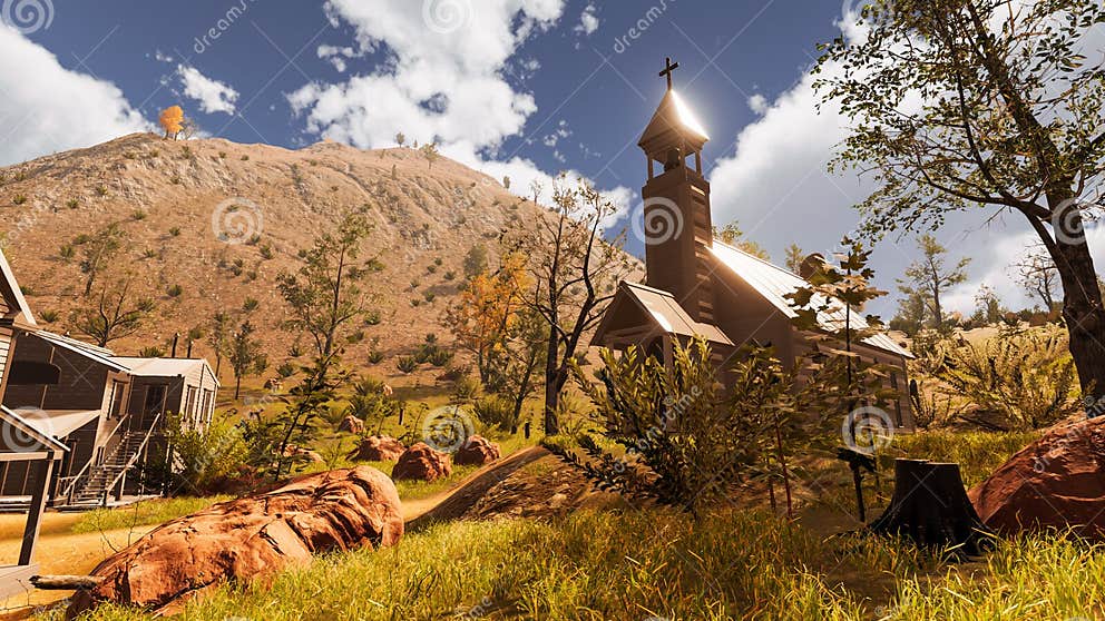 Outdoor Architecture with Natural Environment, 3D Render Stock ...