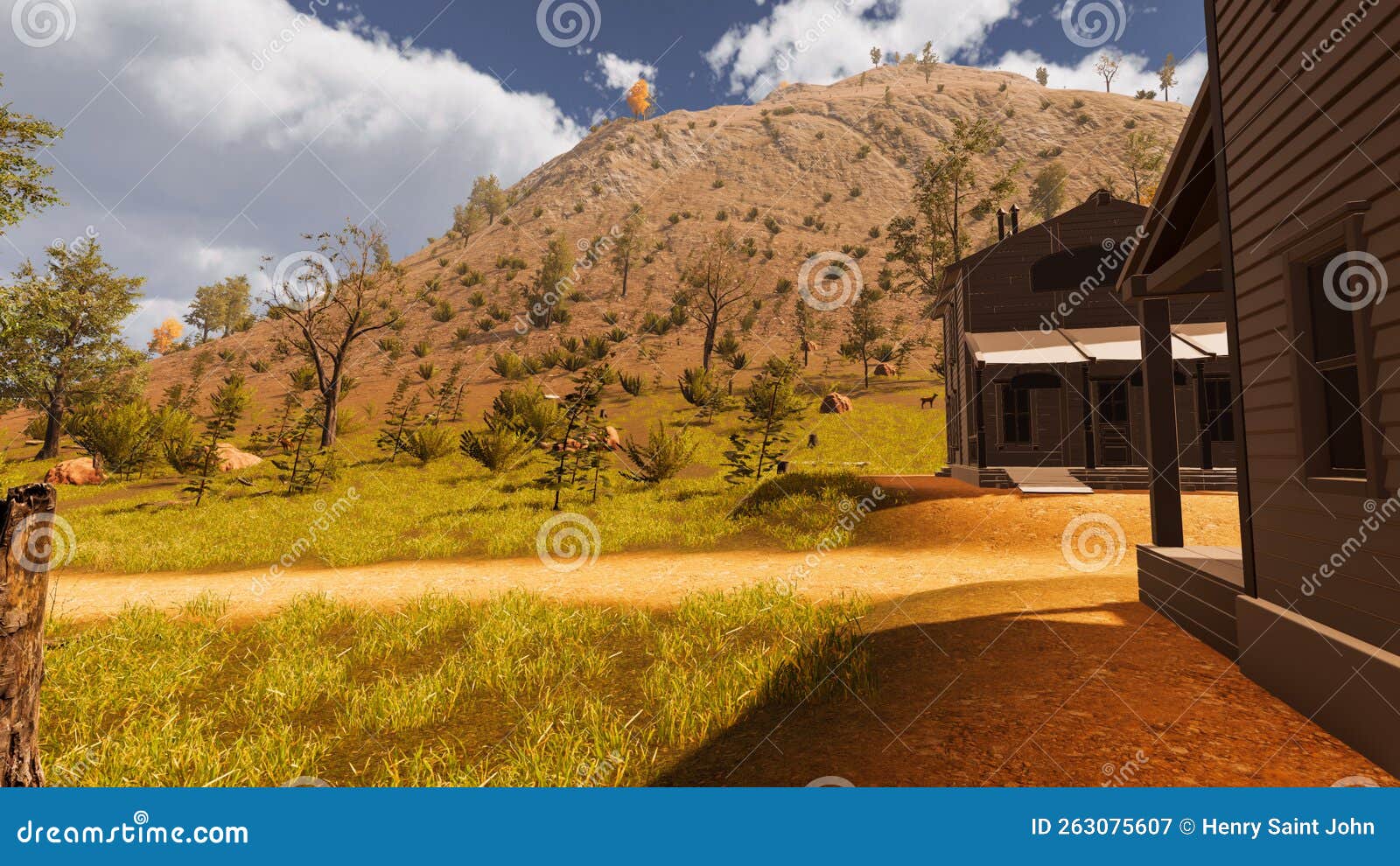 Outdoor Architecture with Natural Environment, 3D Render Stock ...