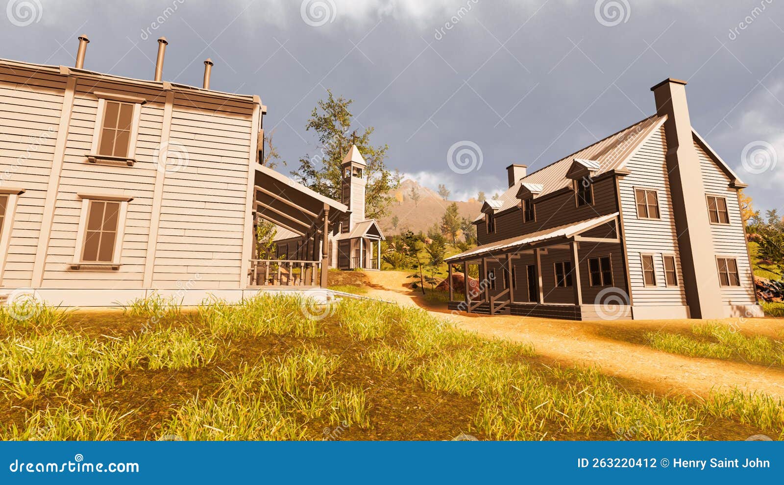 Outdoor Architecture with Natural Environment, 3D Render Stock ...