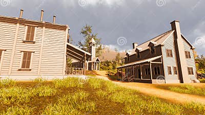 Outdoor Architecture with Natural Environment, 3D Render Stock ...