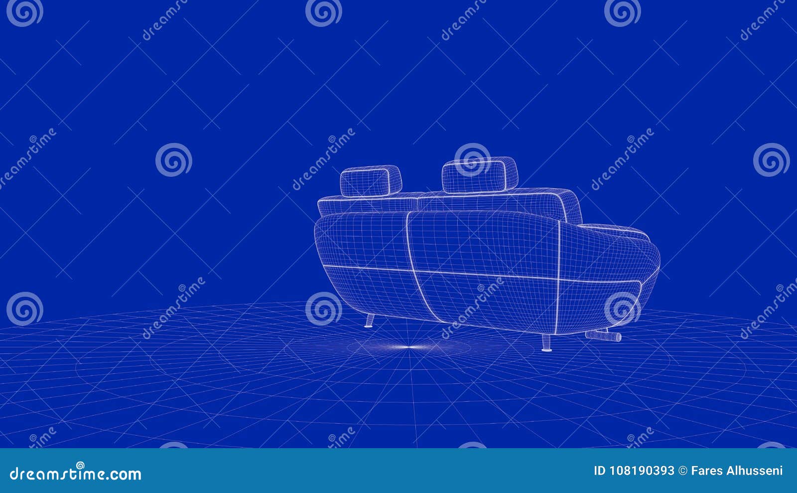 3d Rendering of an Outline Chair Object Stock Illustration ...