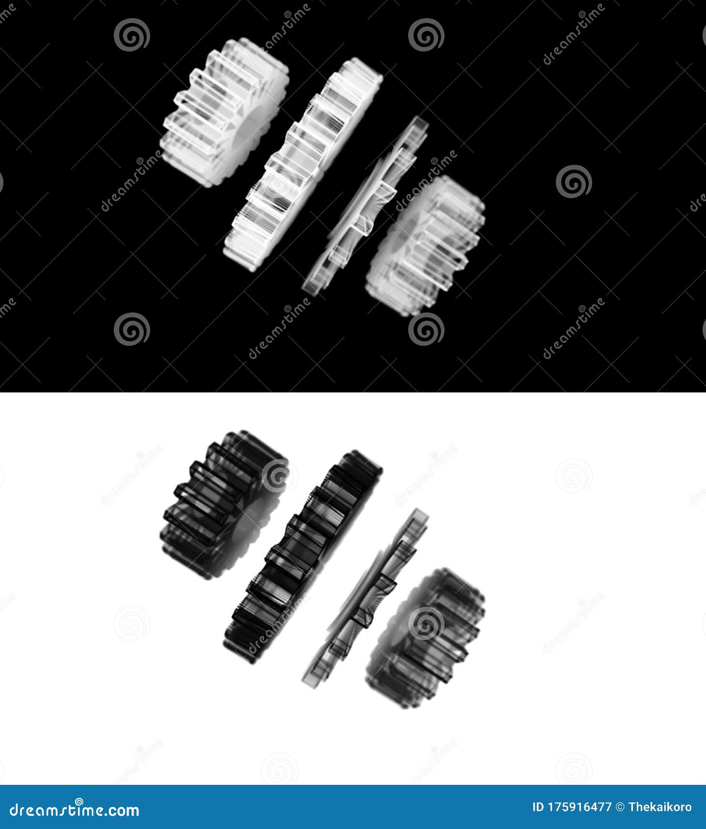 3D Rendering Outline Set of Gear, Wireframe a Group of Gear, for ...