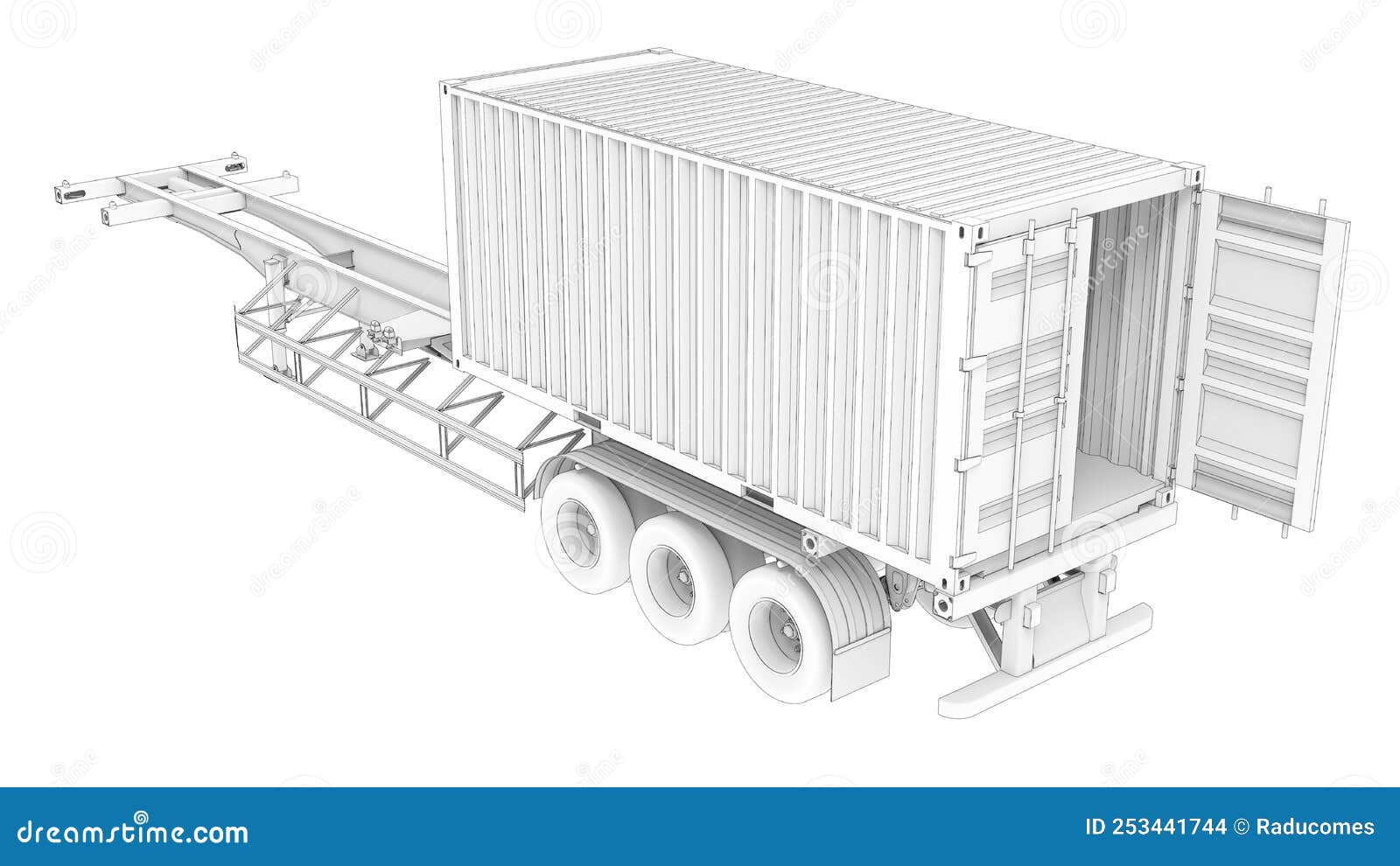 3D Rendering - Outlined Back View of a Truck Container Stock ...