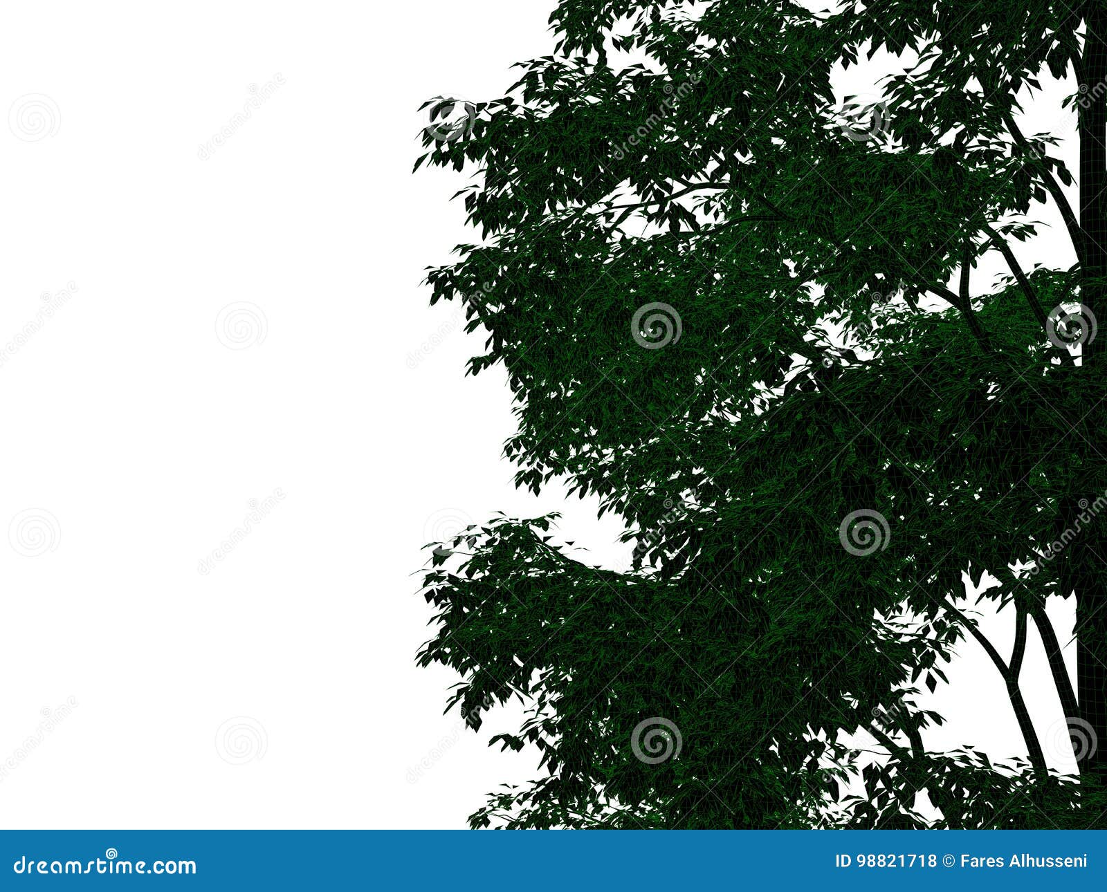 3d Rendering of an Outlined Black Tree with Green Edges Isolated Stock ...