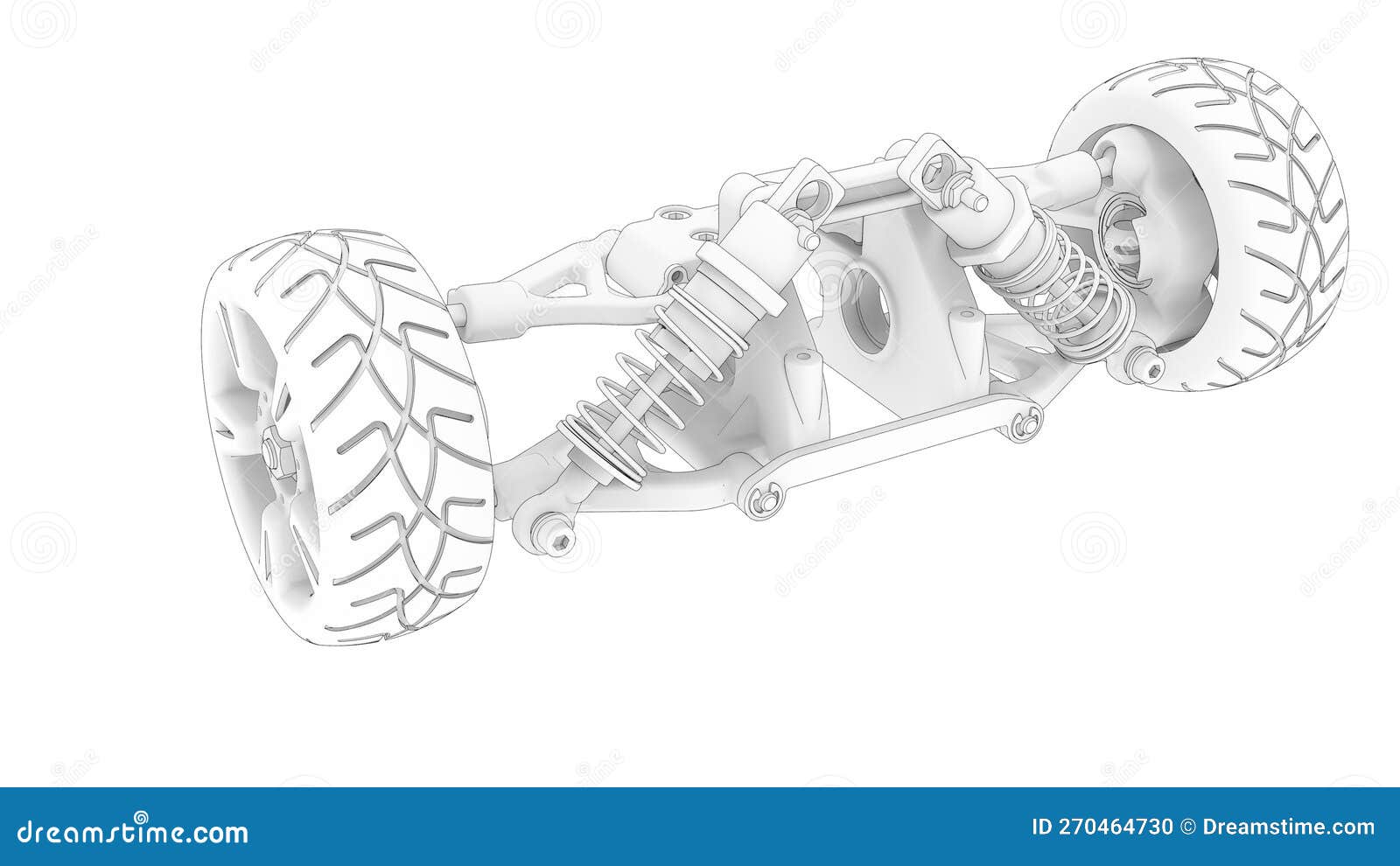3D Rendering - Outlined Car Suspension Assembly Stock Illustration ...