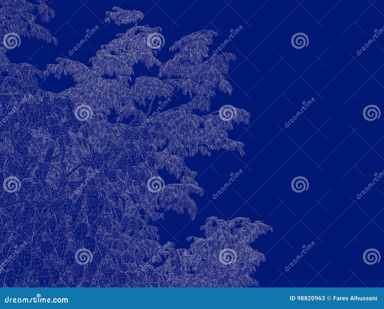 3d Rendering of an Outlined Tree Blueprint Isolated on Blue Back Stock ...