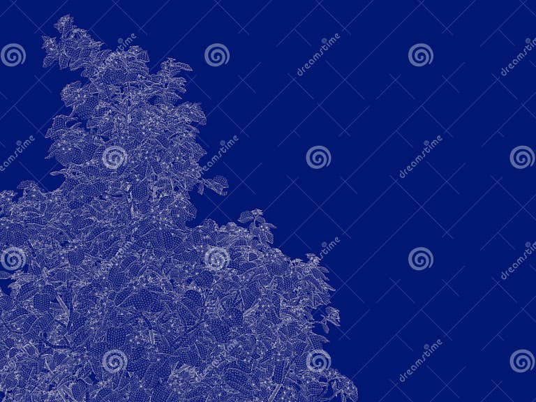 3d Rendering of an Outlined Tree Blueprint Isolated on Blue Back Stock ...