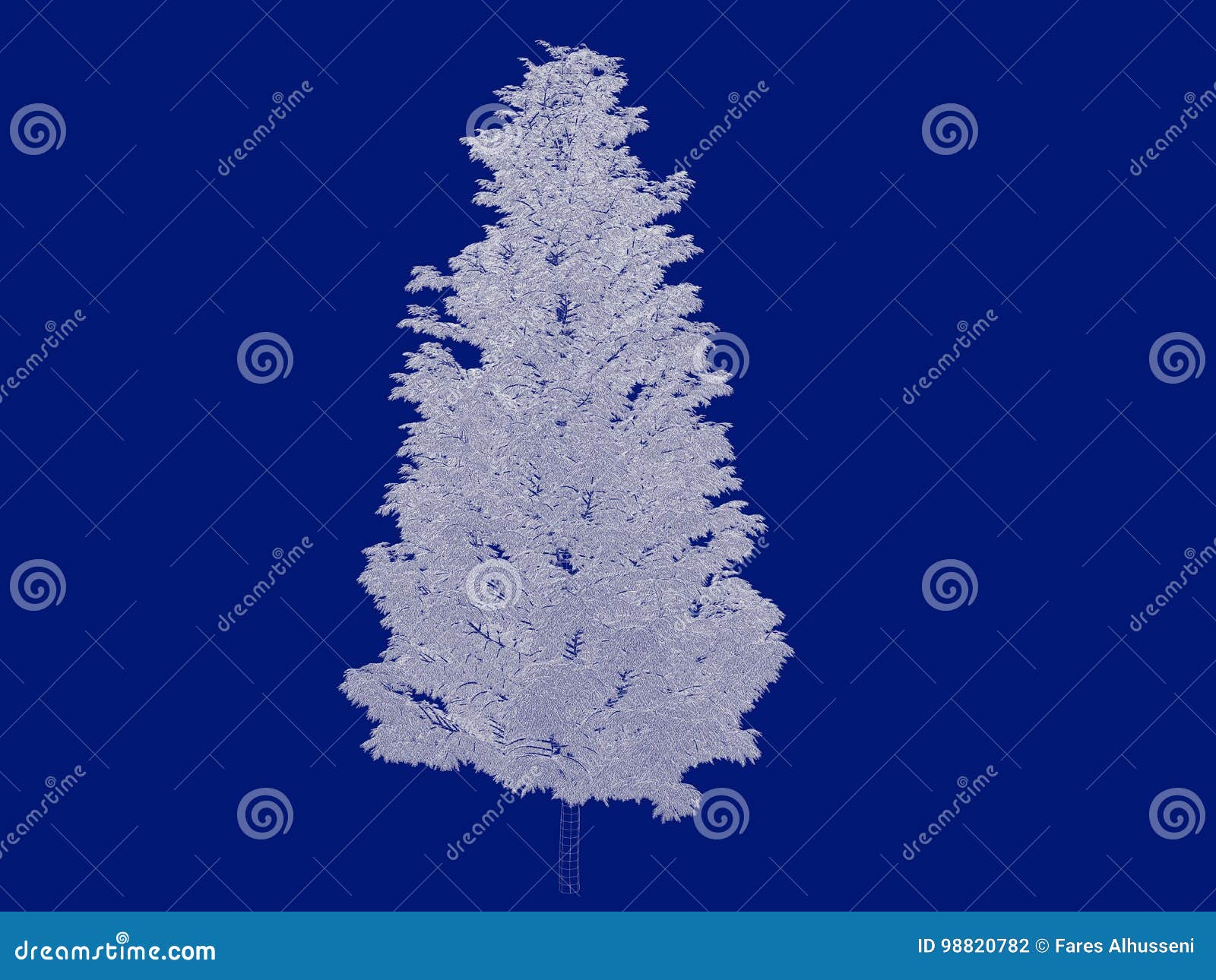 3d Rendering of an Outlined Tree Blueprint Isolated on Blue Back Stock ...