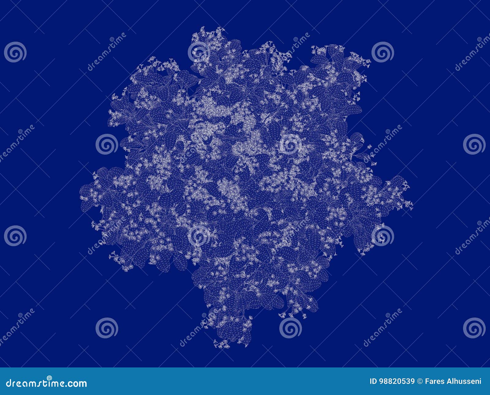 3d Rendering of an Outlined Tree Blueprint Isolated on Blue Back Stock ...