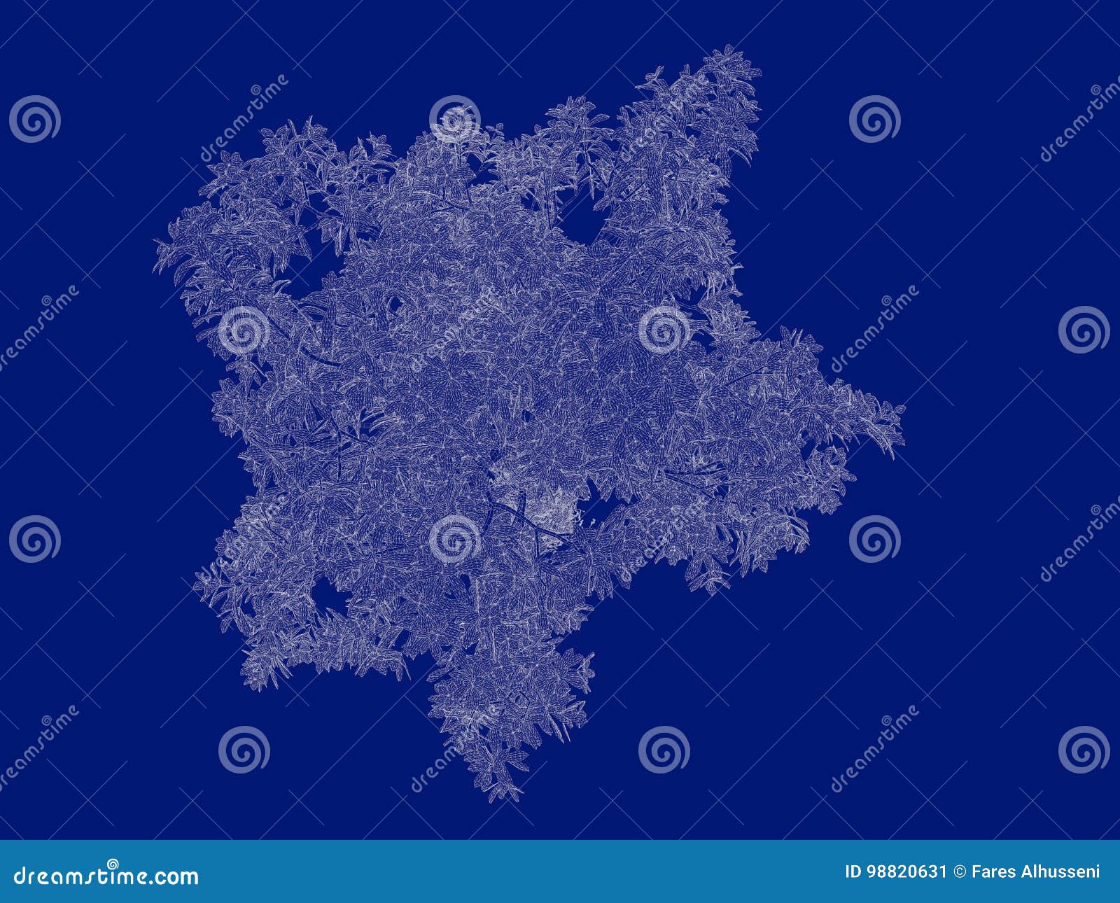 3d Rendering of an Outlined Tree Blueprint Isolated on Blue Back Stock ...