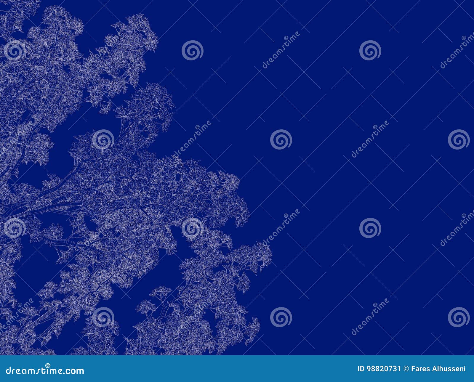 3d Rendering of an Outlined Tree Blueprint Isolated on Blue Back Stock ...