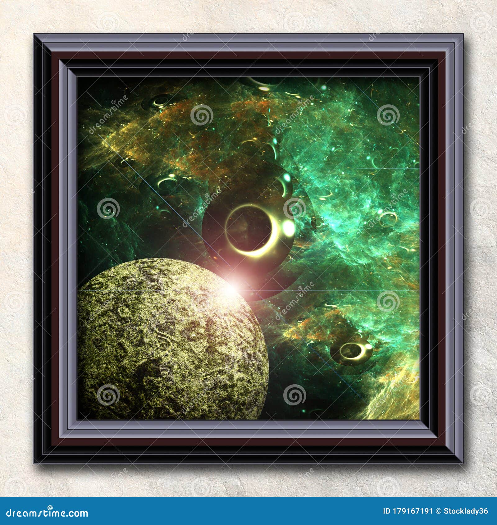 3D Rendering Pace Artwork in Elegant Frame Stock Illustration ...
