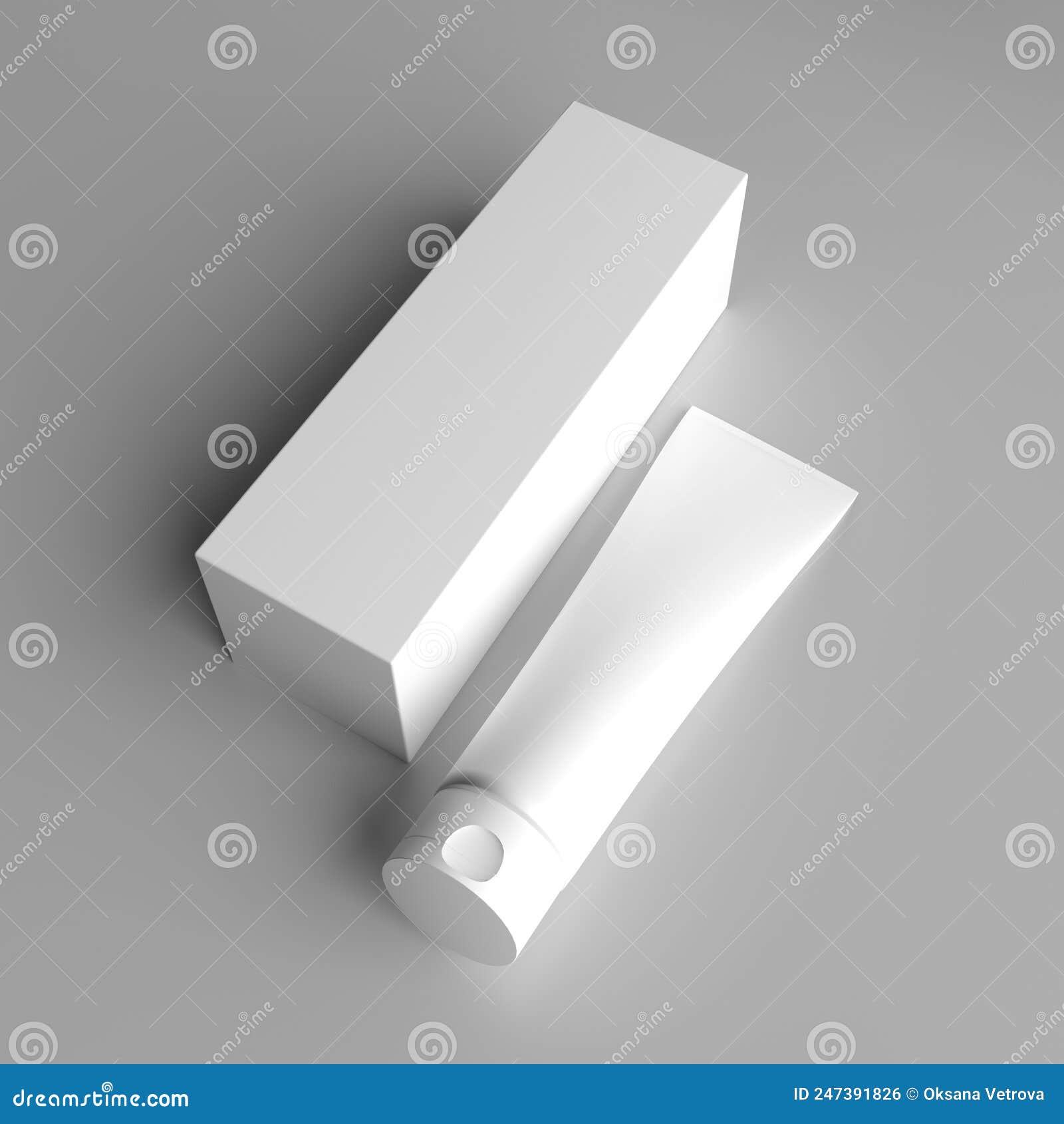 3d Rendering, Packaging Template for Cream or Cosmetics with Box ...