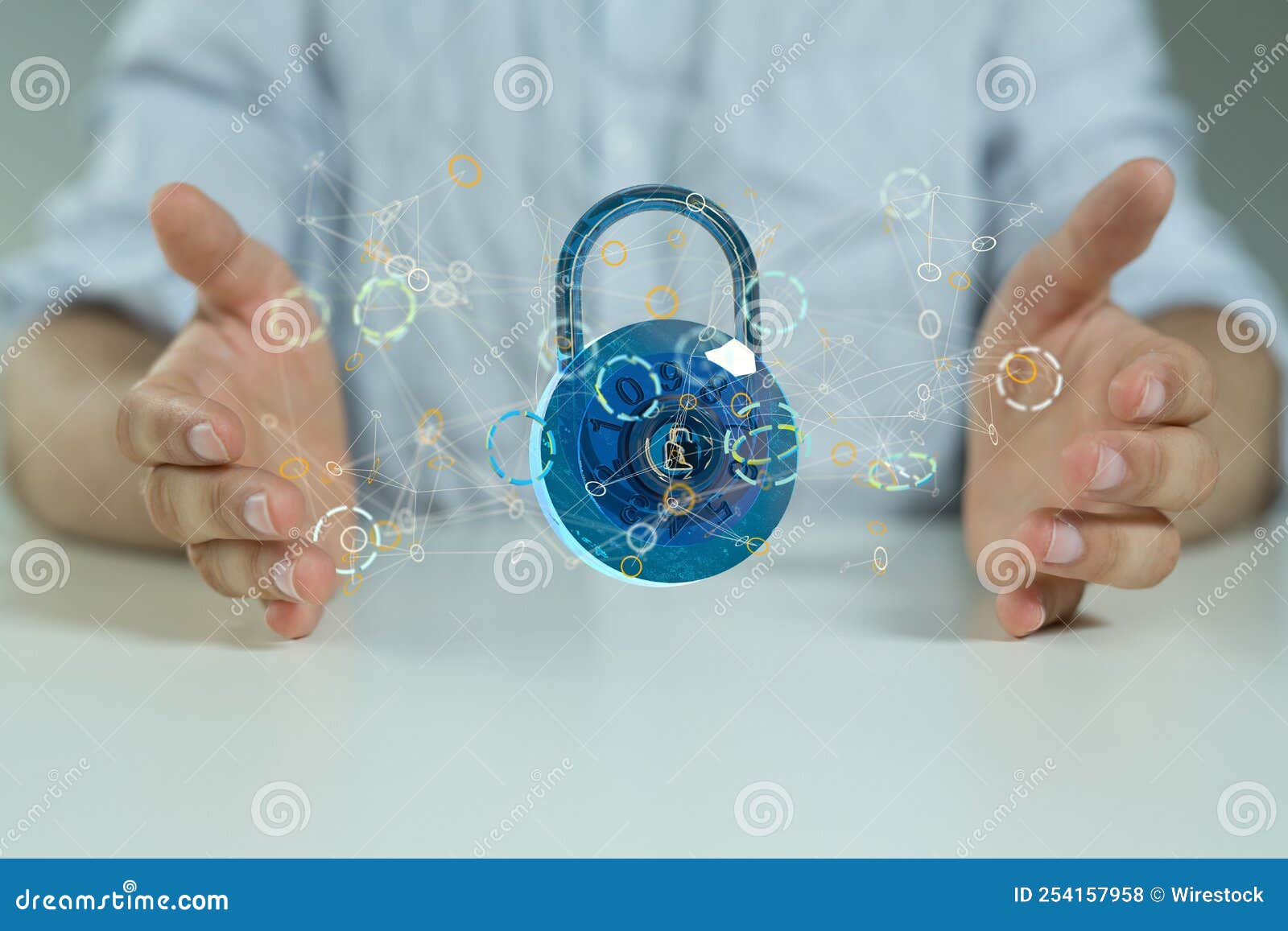 3D Rendering of a Padlock with Hands Holding it Stock Photo - Image of ...