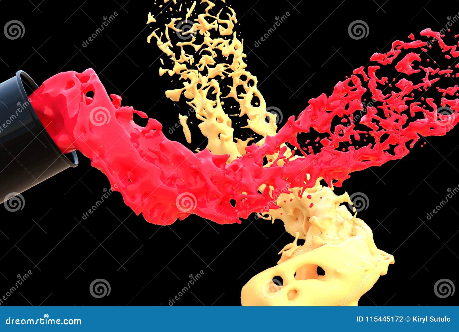Two Color Splash. Red and Yellow. 3D Rendering Stock Illustration ...
