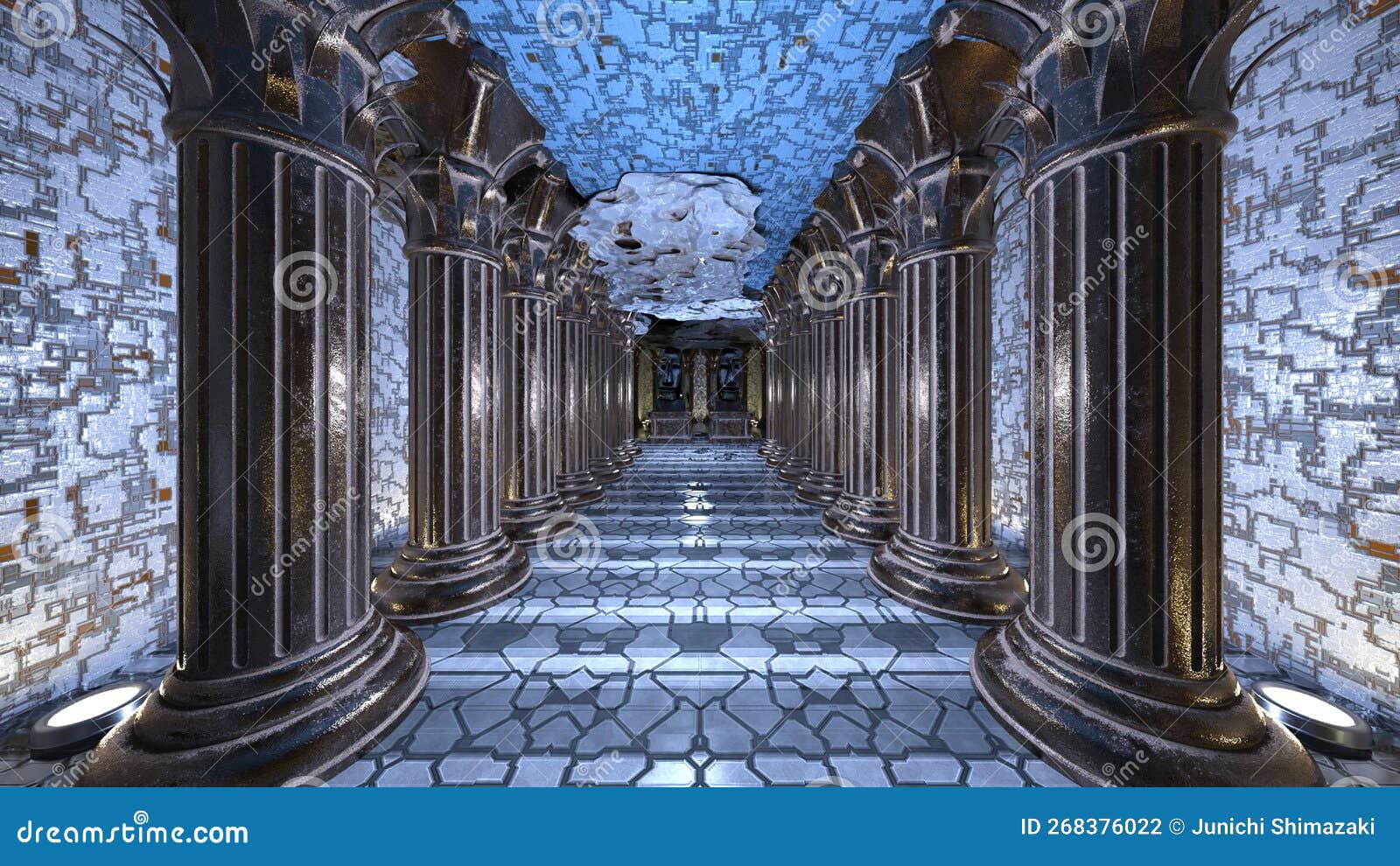 3D Rendering of the Palace Corridor Stock Illustration - Illustration ...