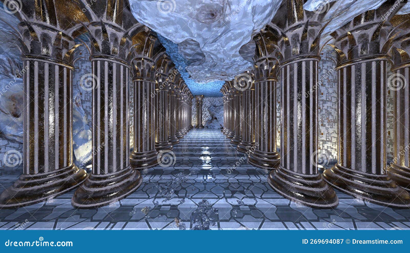 3D Rendering of the Palace Corridor Stock Illustration - Illustration ...