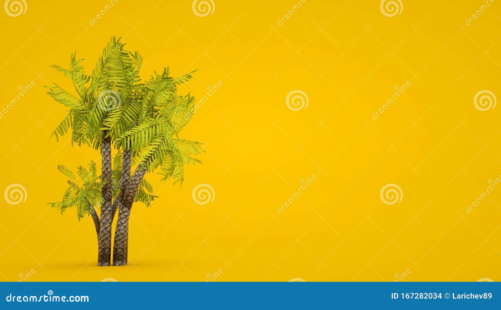 3D Rendering of a Palm Tree Isolated on Yellow Background Stock ...