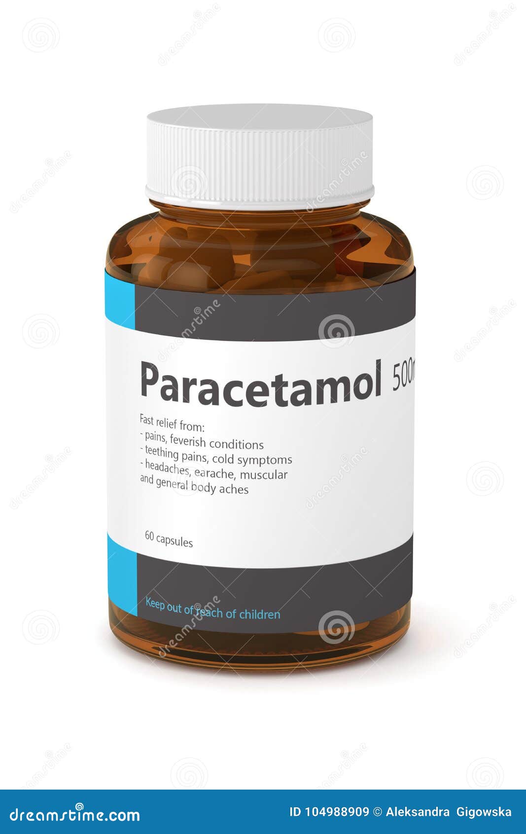 3d Rendering of Paracetamol Bottle with Pills Over White Stock ...