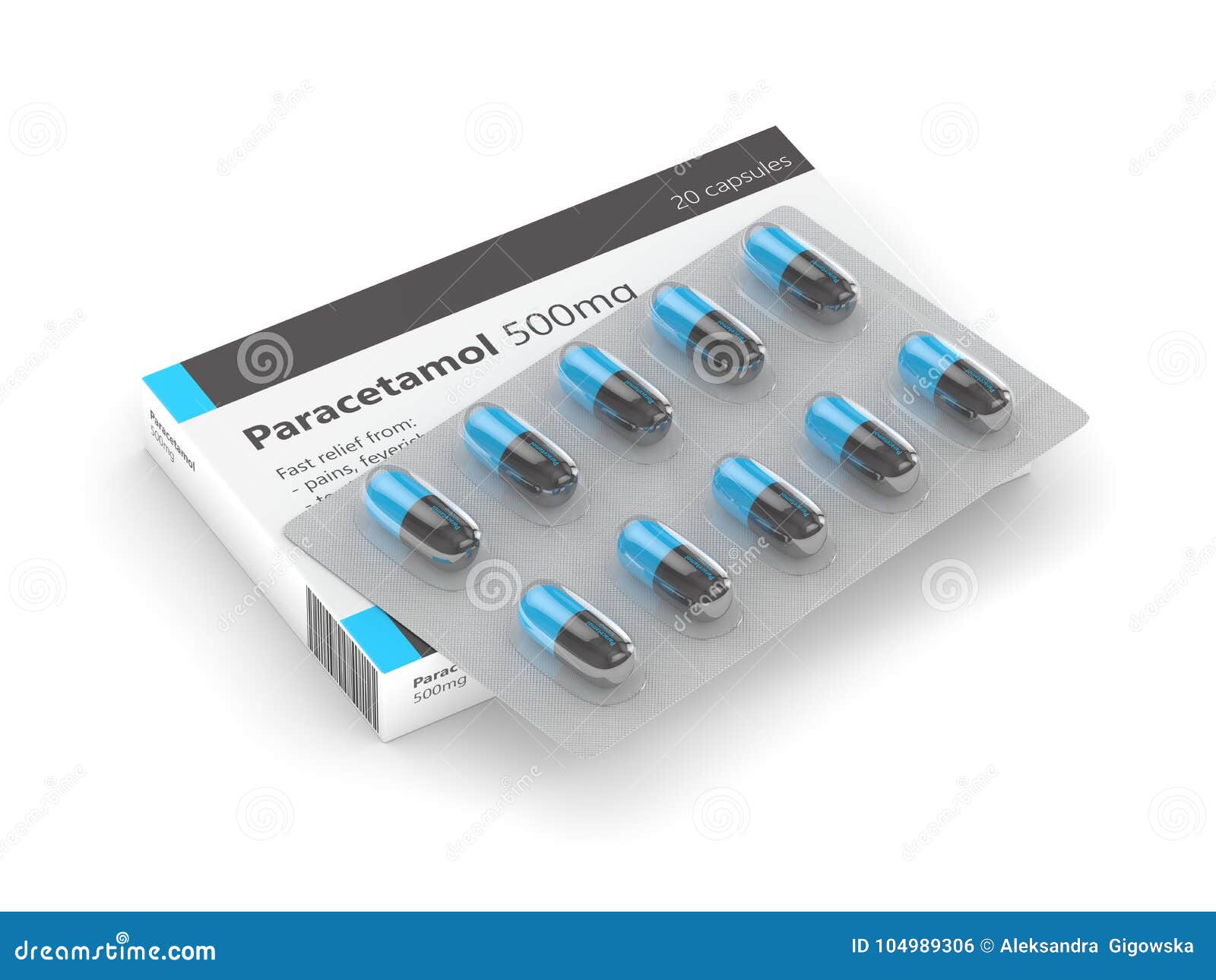3d Rendering of Paracetamol Pills Over White Stock Illustration ...