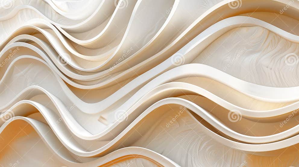 3d Rendering of Parametric, Wavy, Fluid, Organic, White and Beige ...