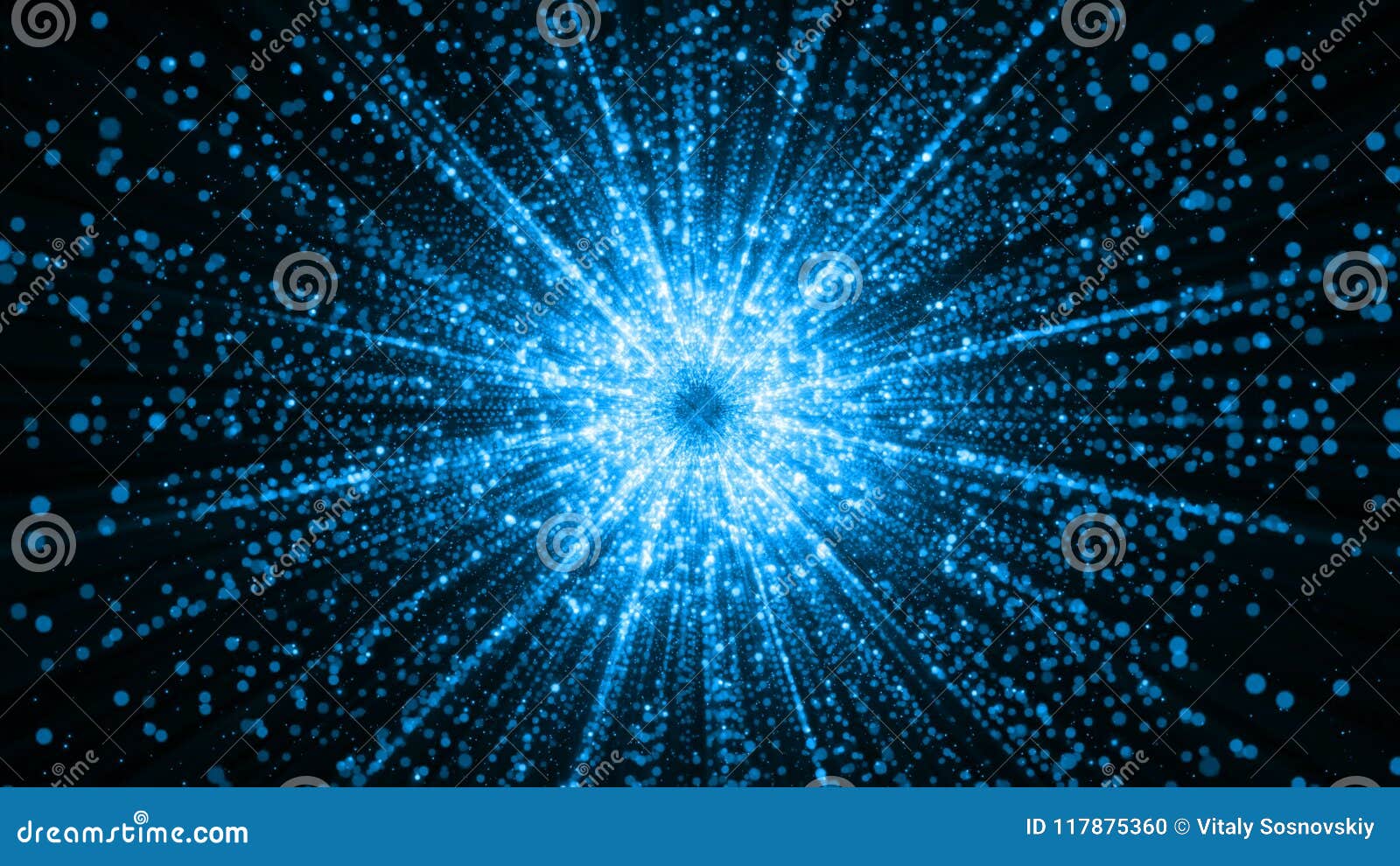 3D Rendering of Particles Gathering in the Center of Virtual Space. a ...
