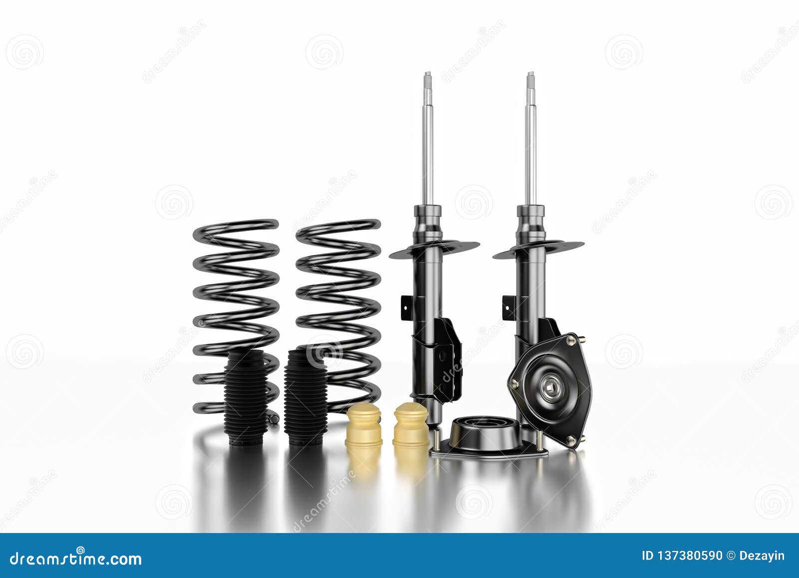 Passenger Car Shock Absorber, New Auto Parts, Spare Parts. 3D Rendering ...