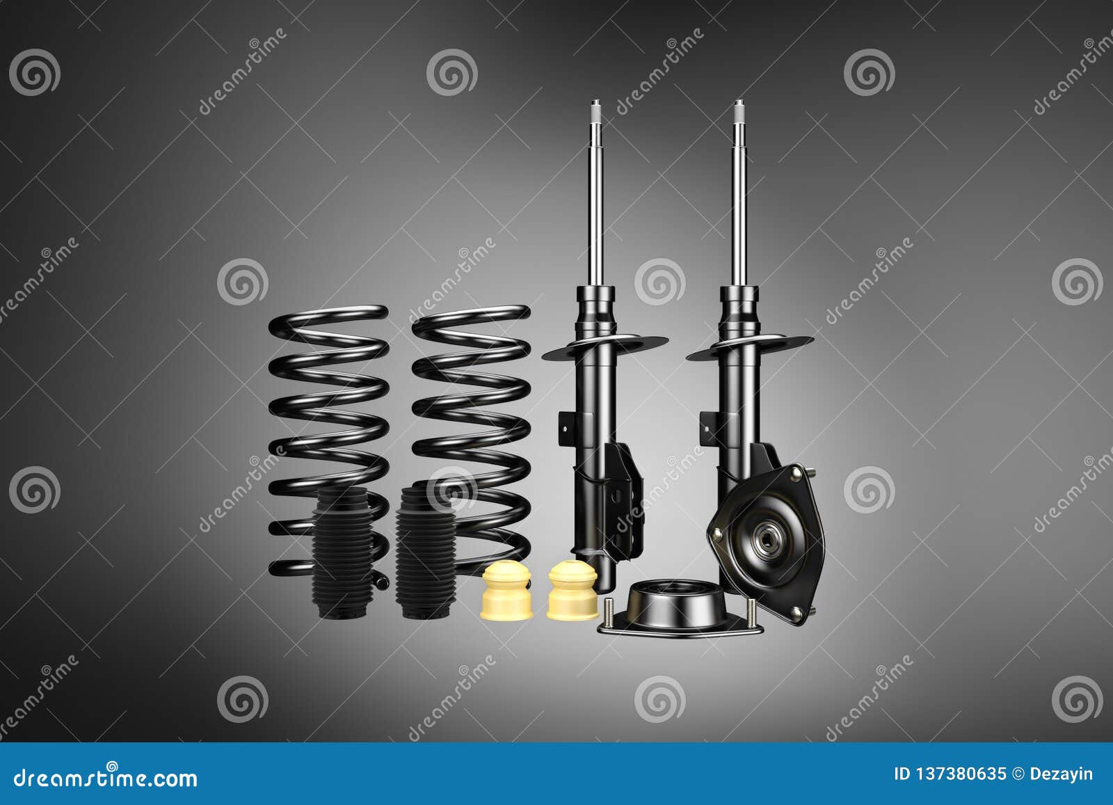 3D Rendering. Passenger Car Shock Absorber, New Auto Parts, Spare Parts ...