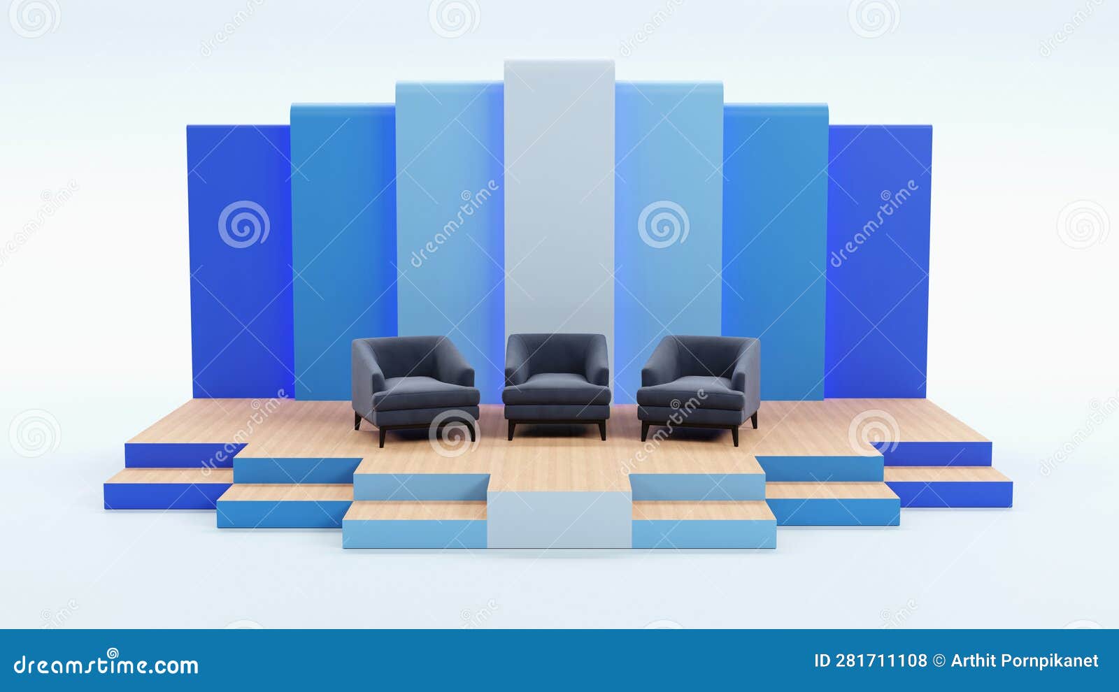 3d Rendering of Pastel Light Stage and Blue Gradation Backdrop with ...