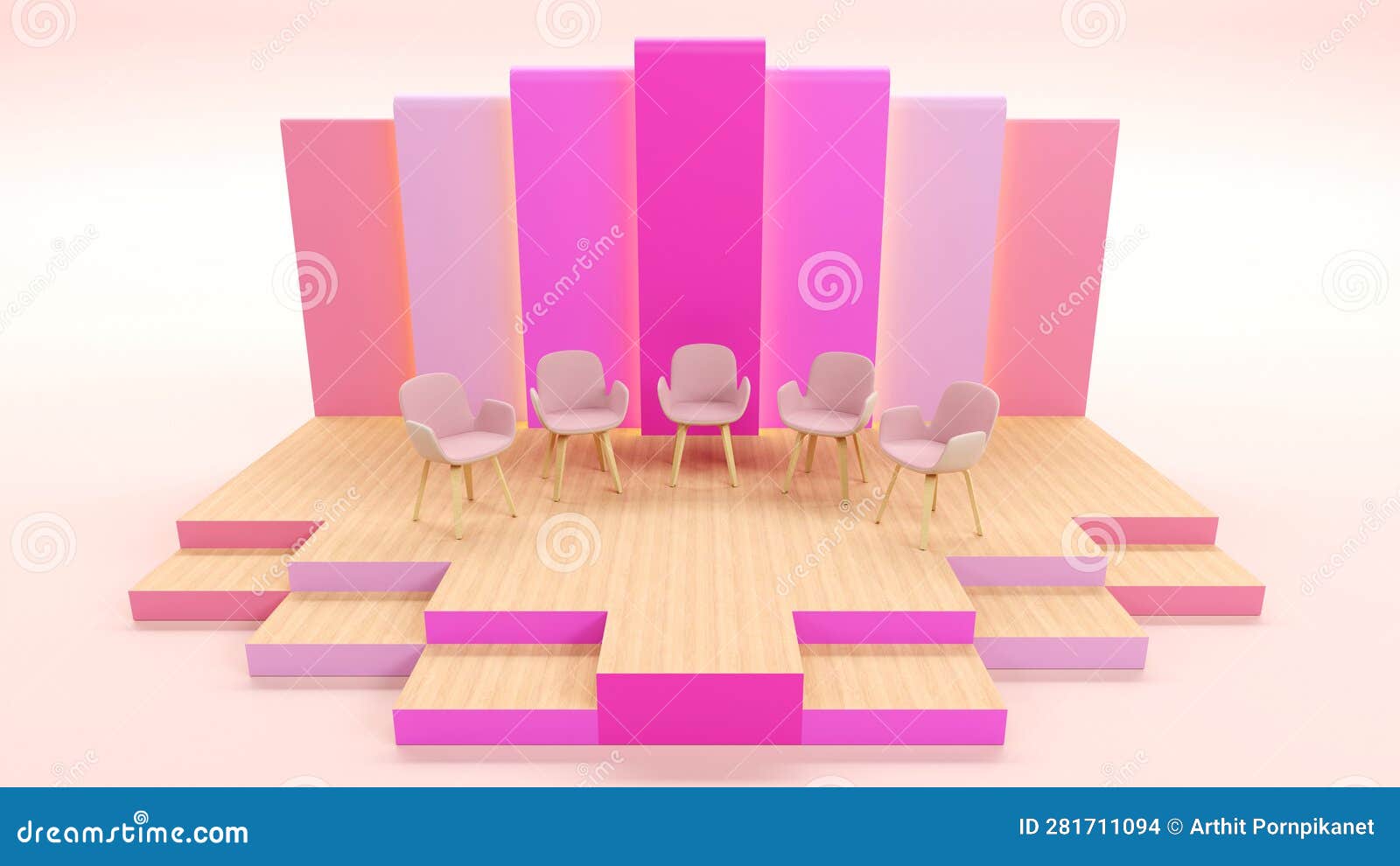 3d Rendering of Pastel Light Stage and Pink Gradation Backdrop with ...
