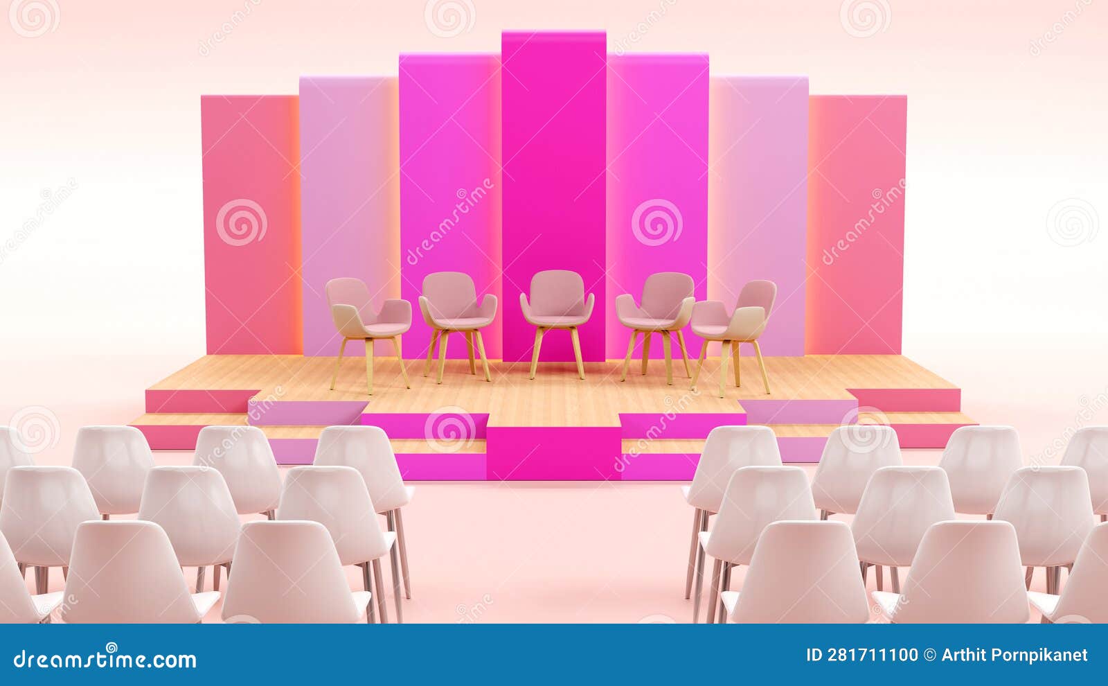 3d Rendering of Pastel Light Stage and Pink Gradation Backdrop with ...