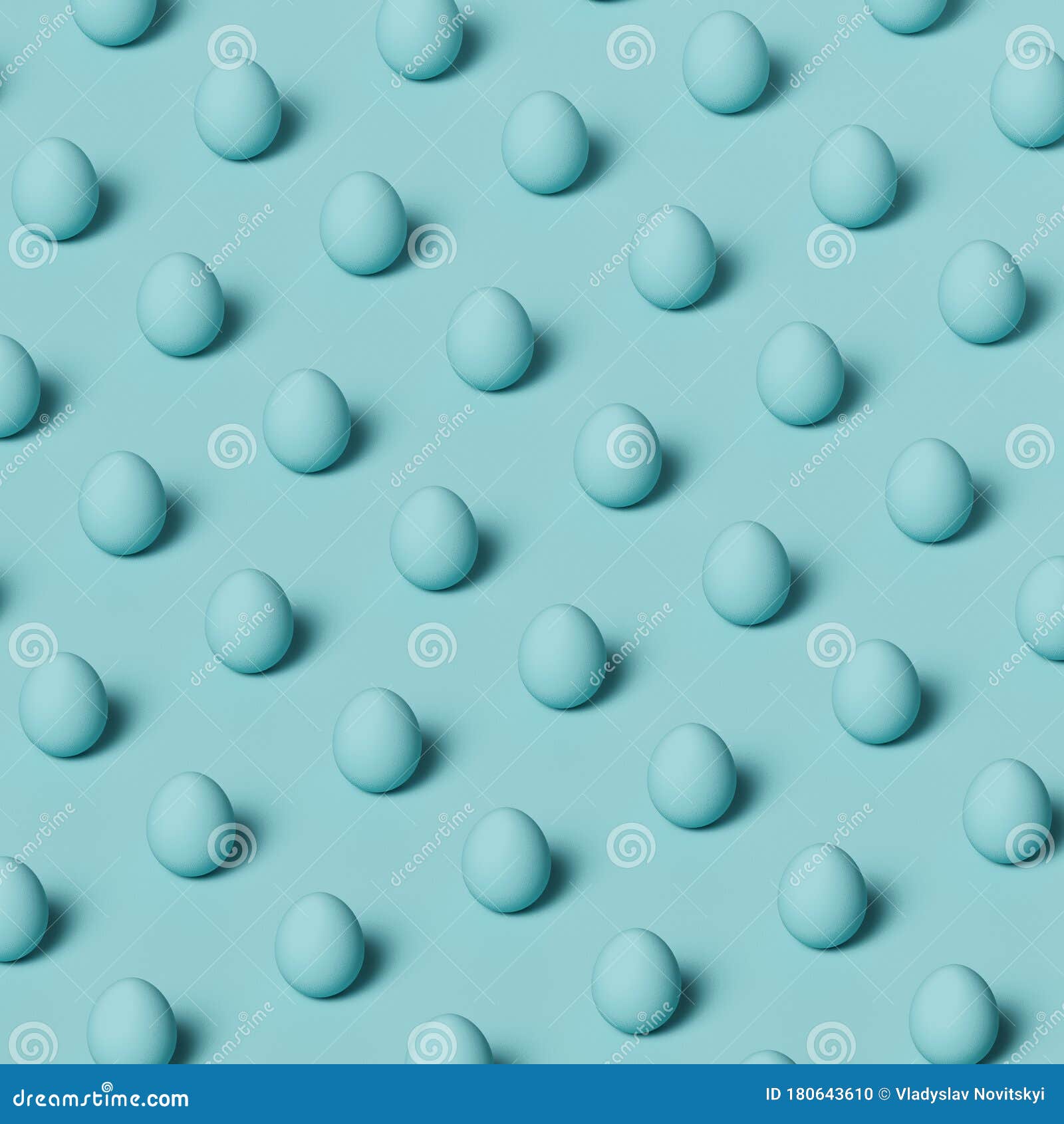3d Rendering, Pattern of Blue Eggs on a Blue Background. Minimal ...