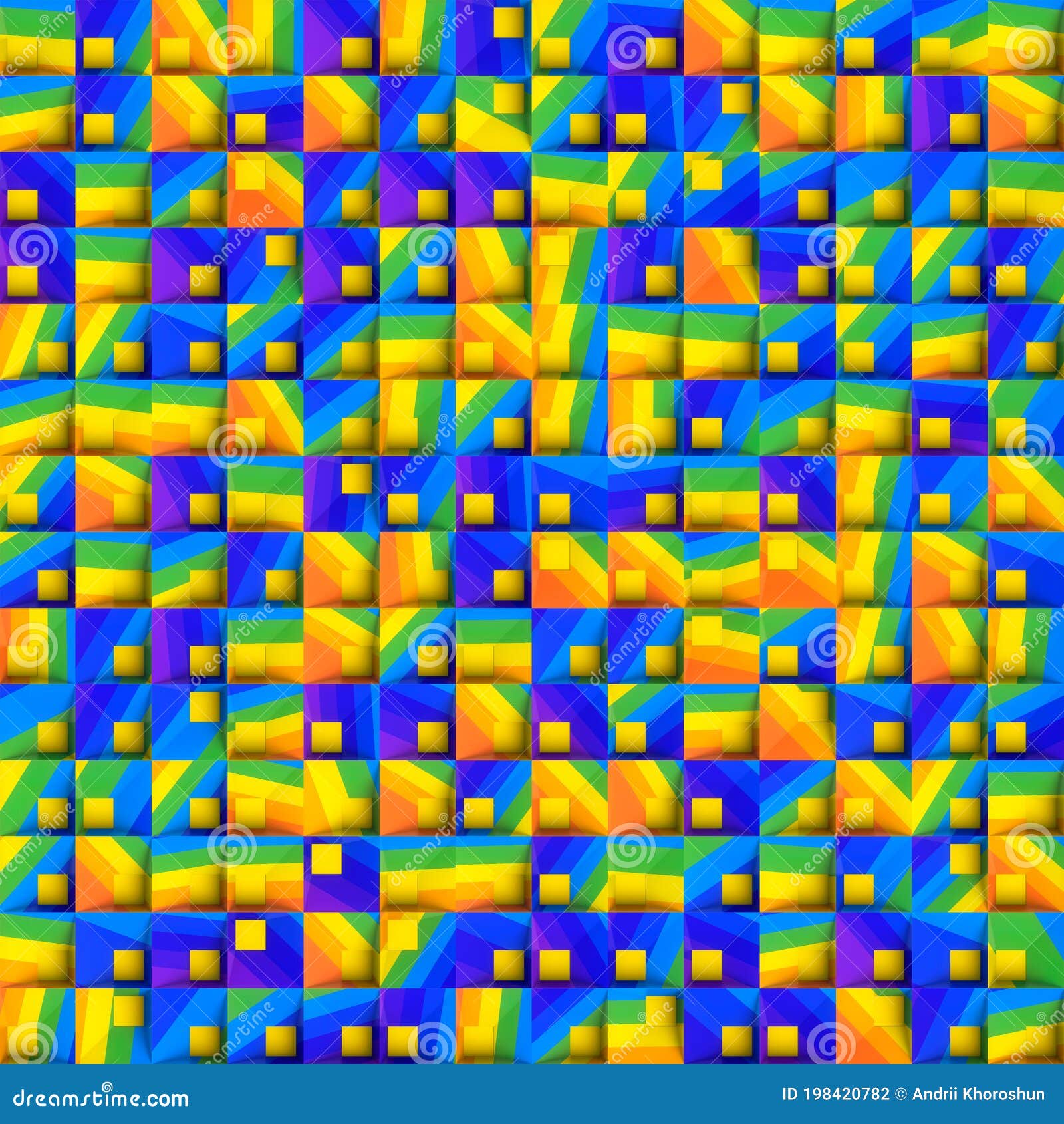 3d Rendering Pattern of Multi Colored Cubic Forms. Architectural ...