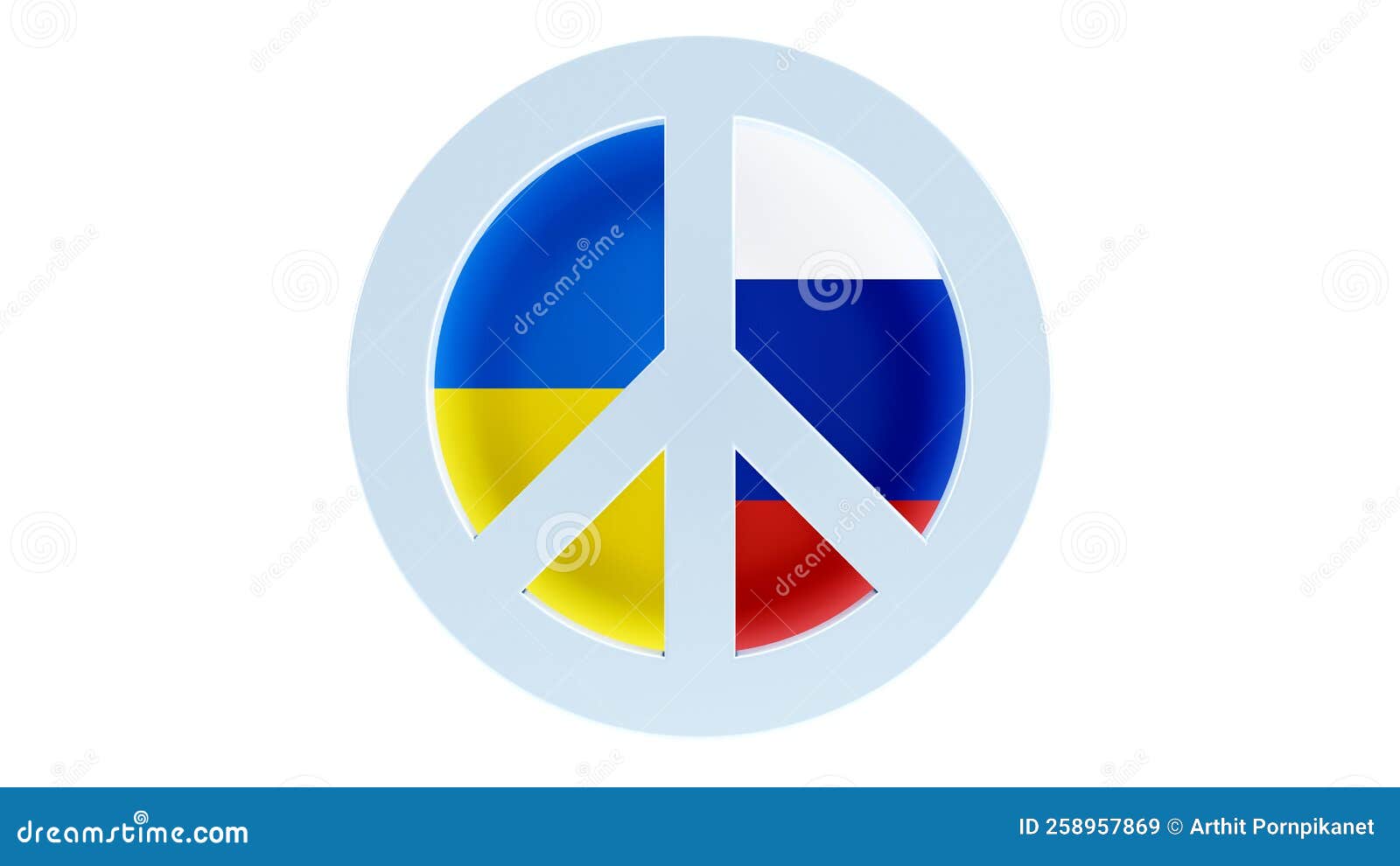3D Rendering of Peace Sign Symbol with the Color of Flags on White ...