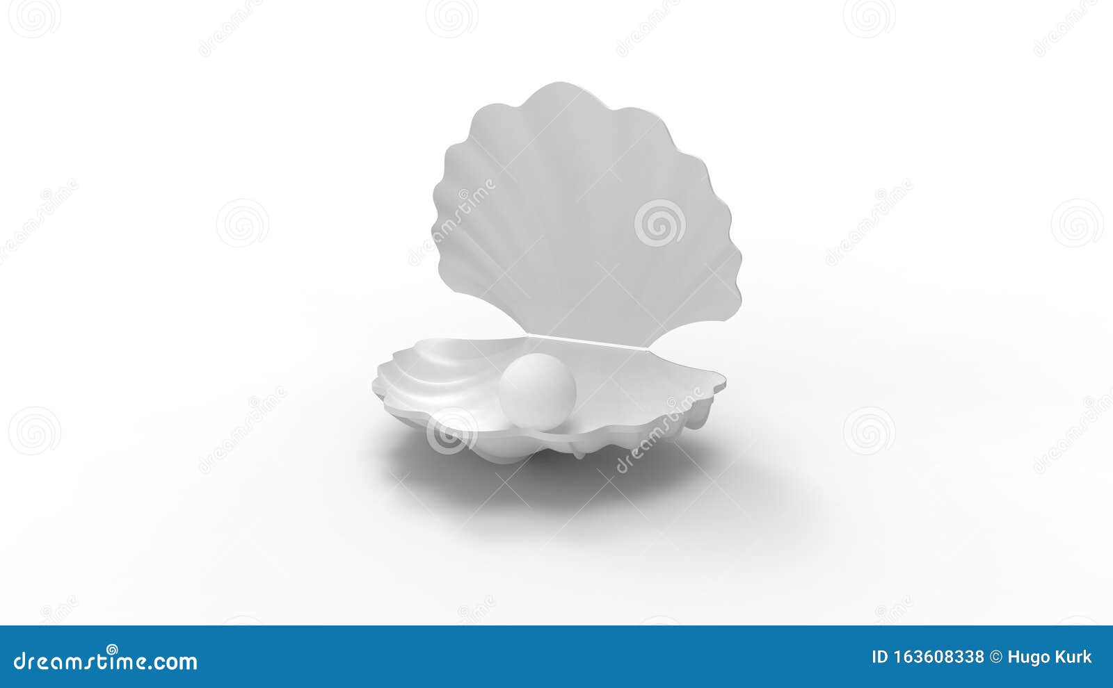 3d Rendering of a Pearl in a Shell Isolated in White Background Stock ...