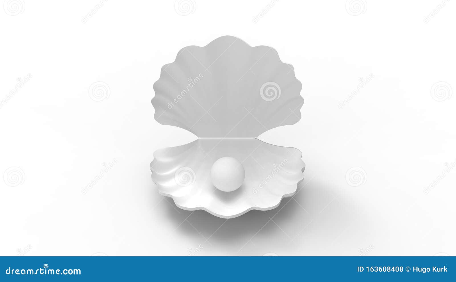 3d Rendering of a Pearl in a Shell Isolated in White Background Stock ...