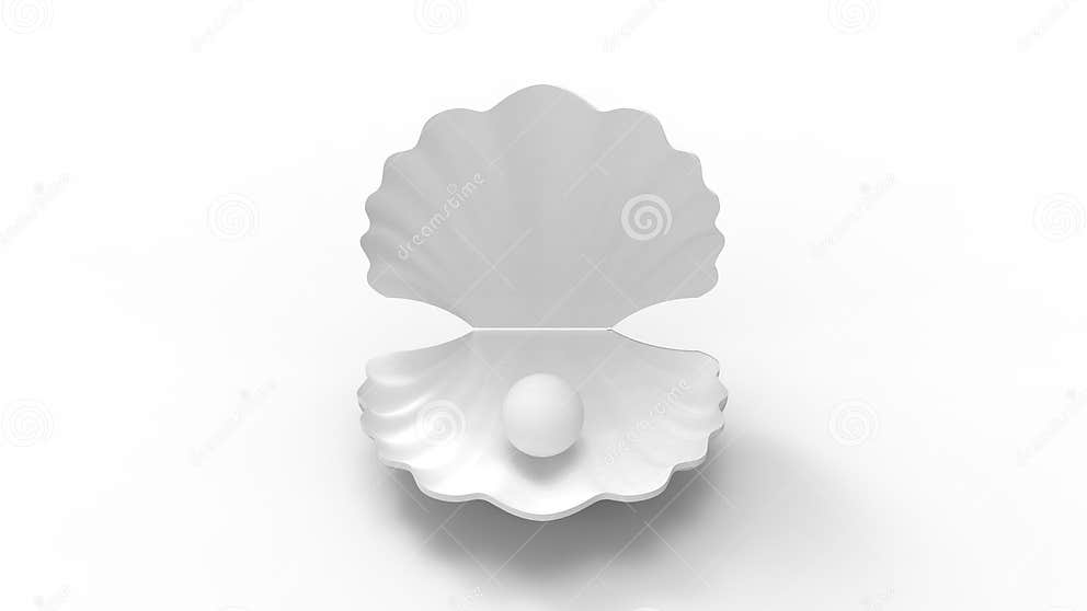 3d Rendering of a Pearl in a Shell Isolated in White Background Stock ...
