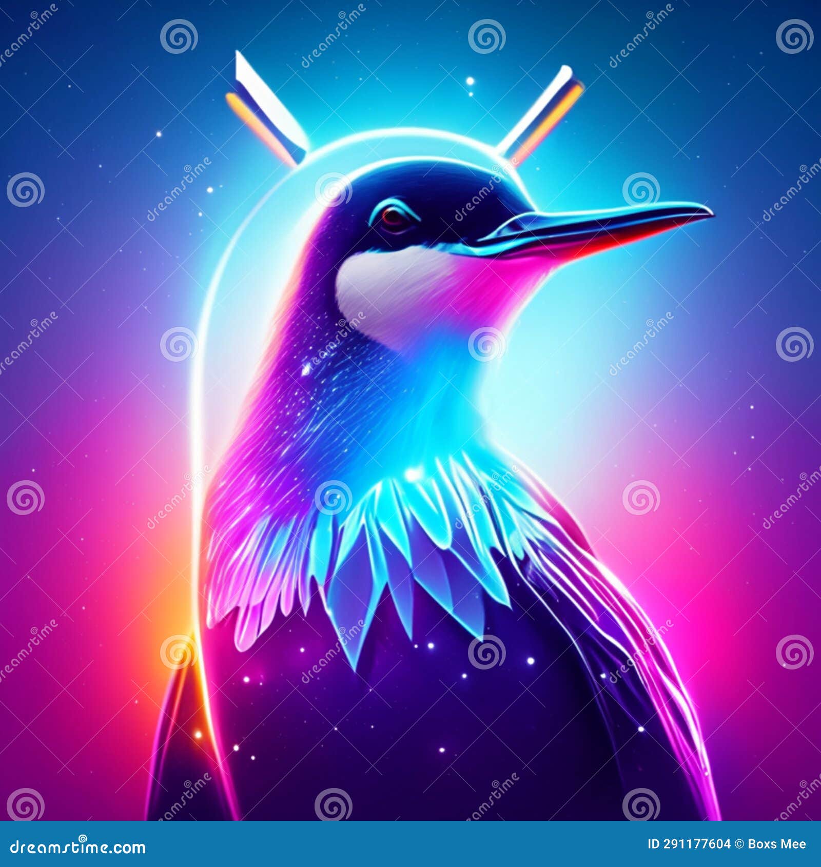 3d Rendering of a Penguin in Neon Light. 3d Illustration Generative AI ...