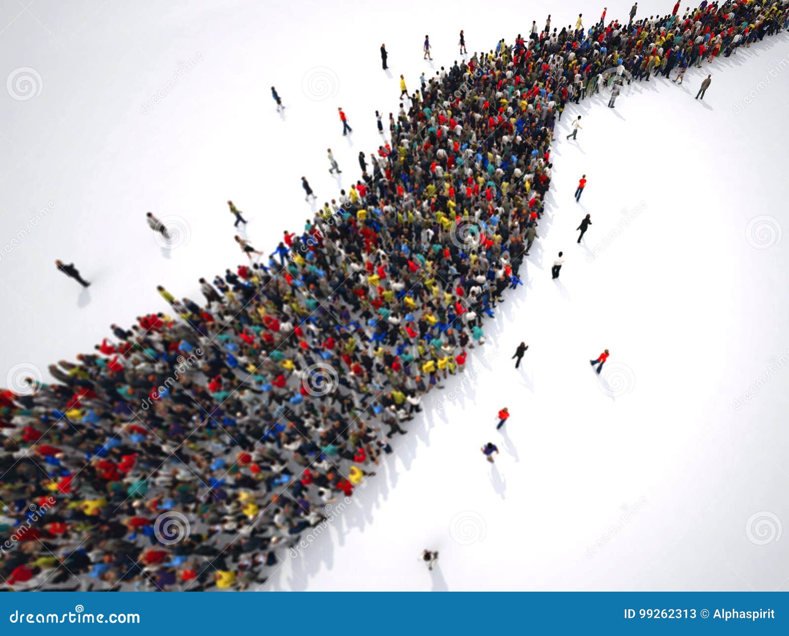 3D Rendering People Form a Winding Road Stock Illustration ...