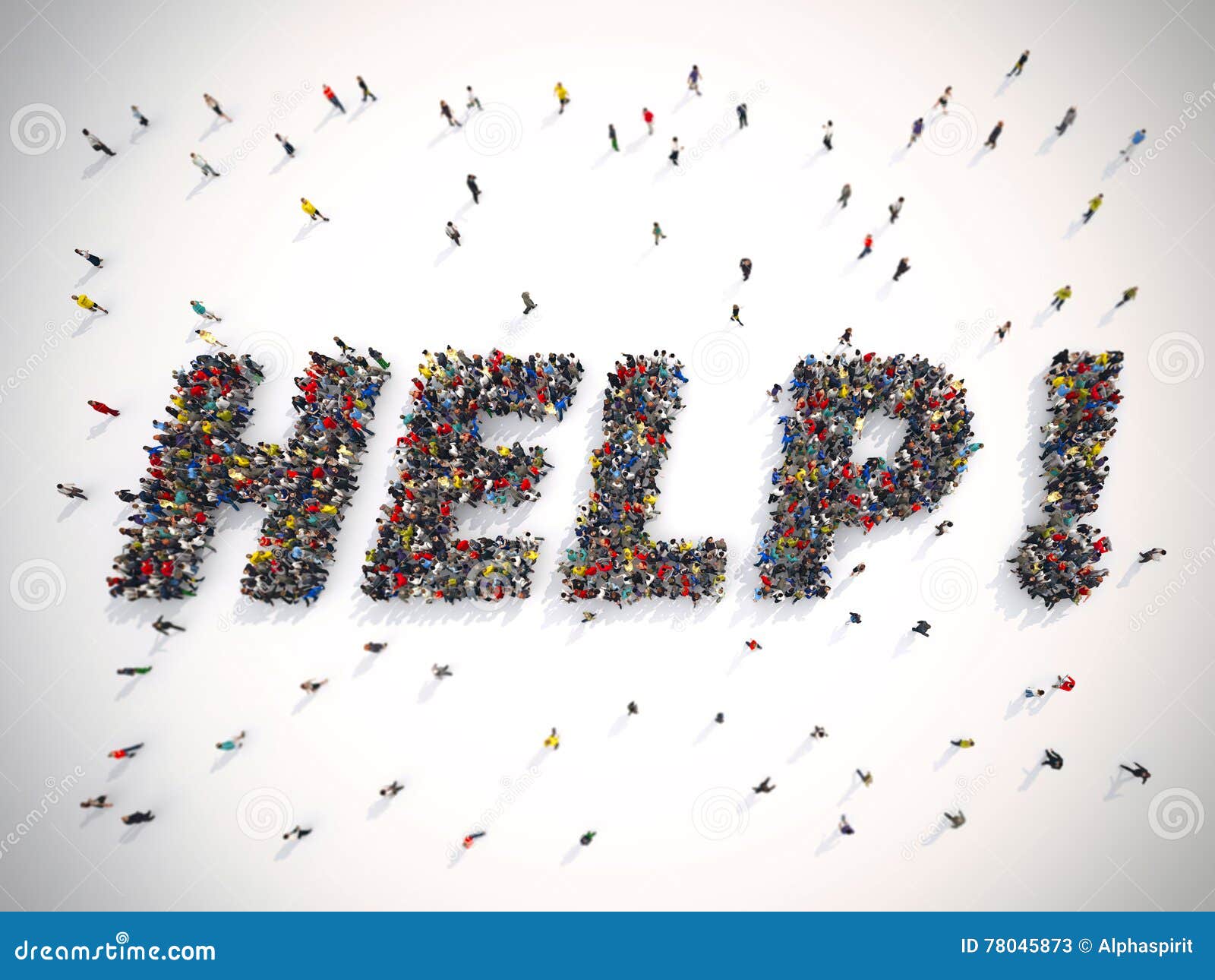 3D Rendering of People Help Concept Stock Illustration - Illustration ...