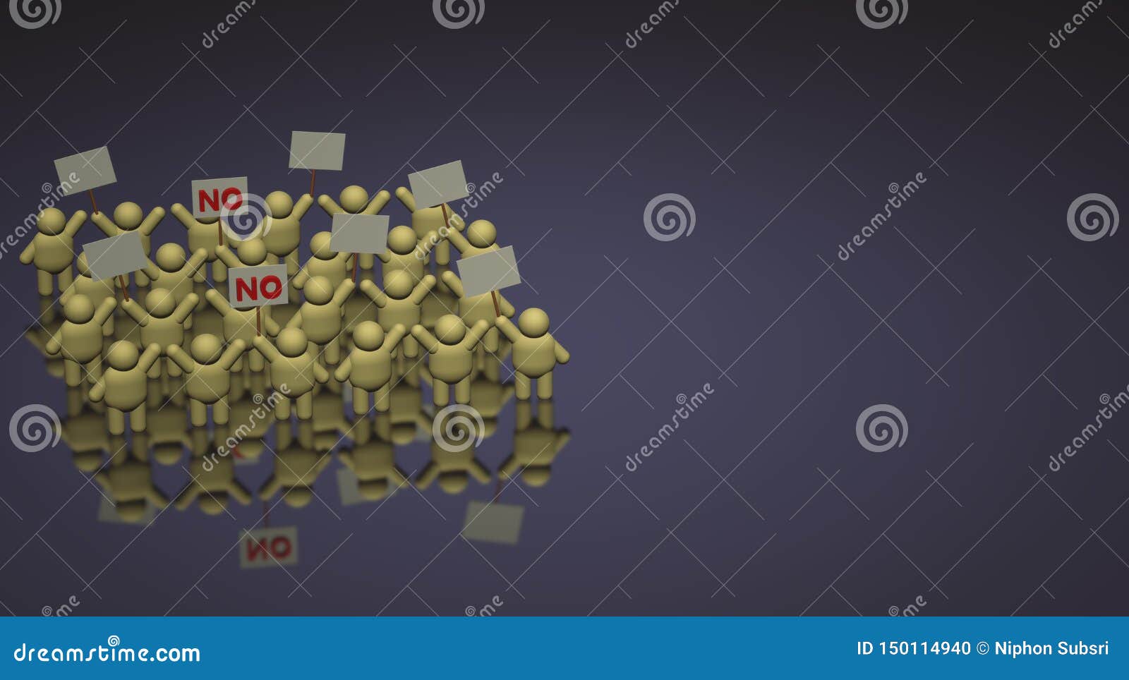 A 3d Rendering People Share a Protest Sign Hold Mob Concept Stock ...